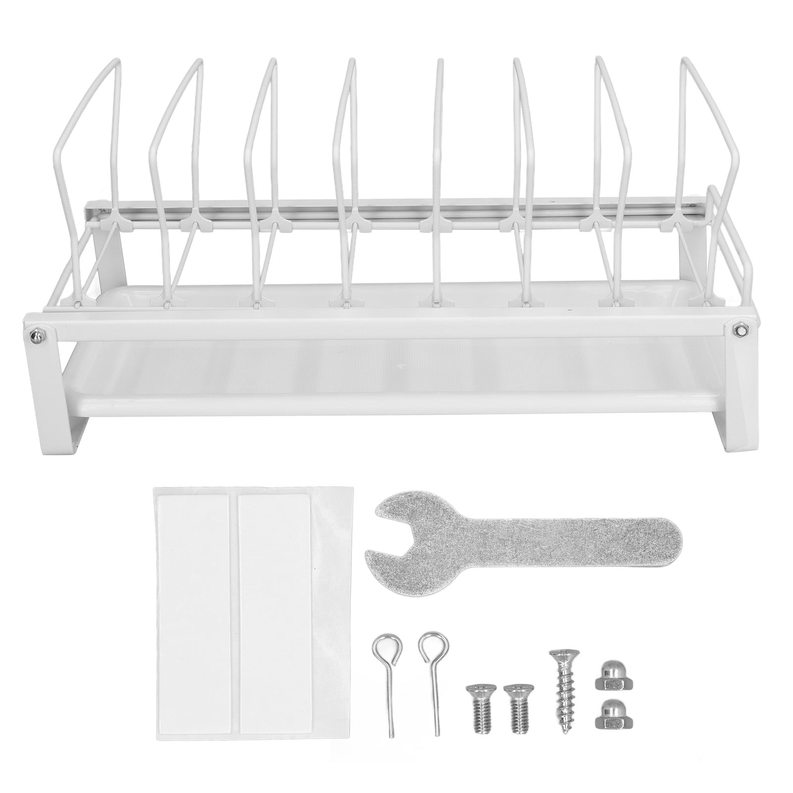 White Plate Rack with Drain Tray for Storing Tableware, Space-Saving ...