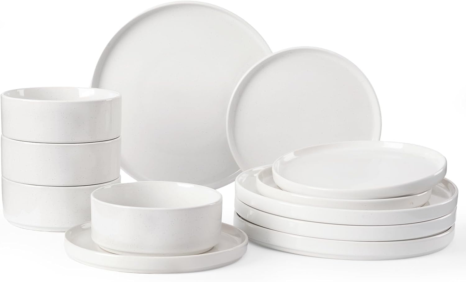 White Plates and Bowls Set-12 Pieces Dinnerware Sets Dishes Set for 4 ...