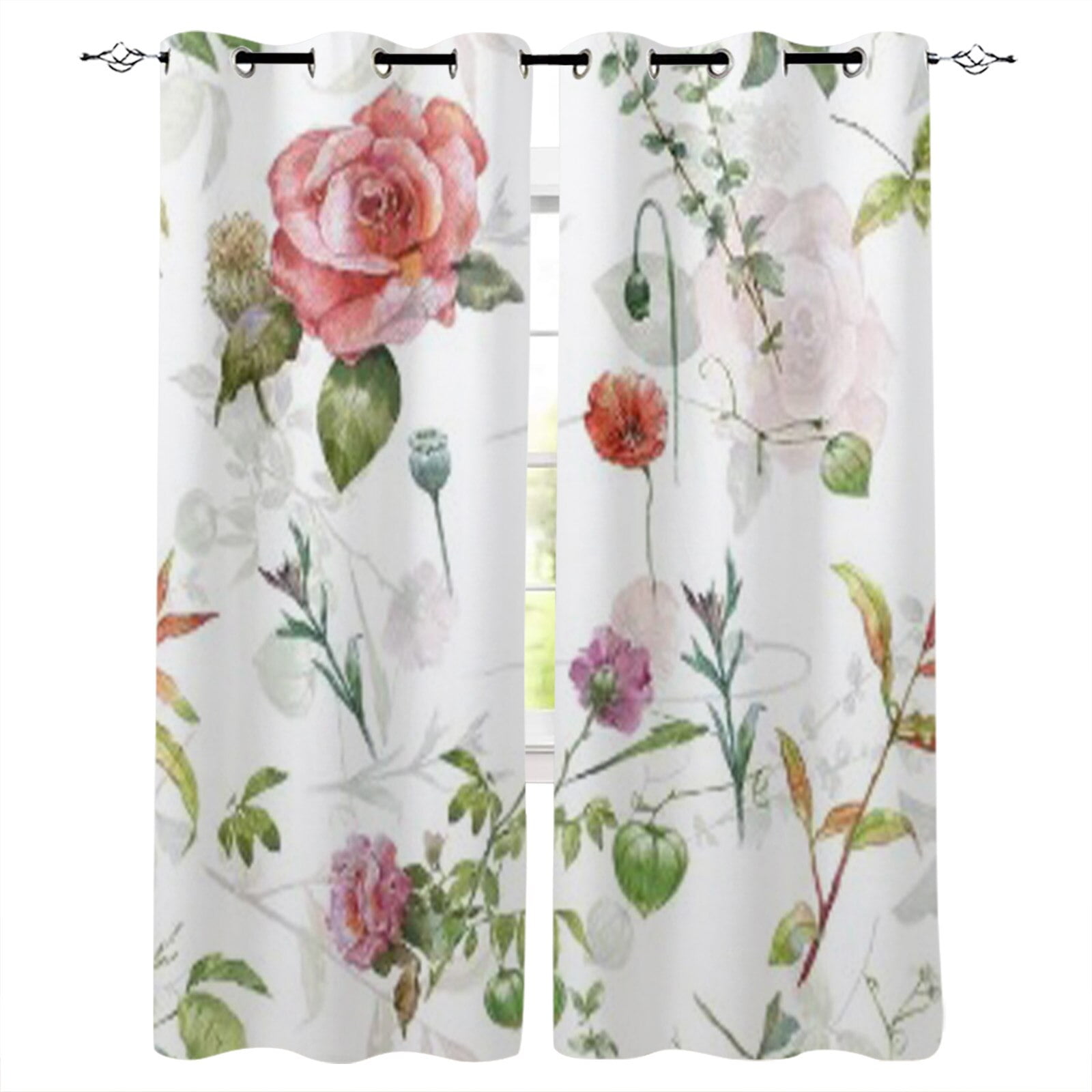 White Plumeria Modern Window Curtains For Living Room Bedroom Kitchen ...