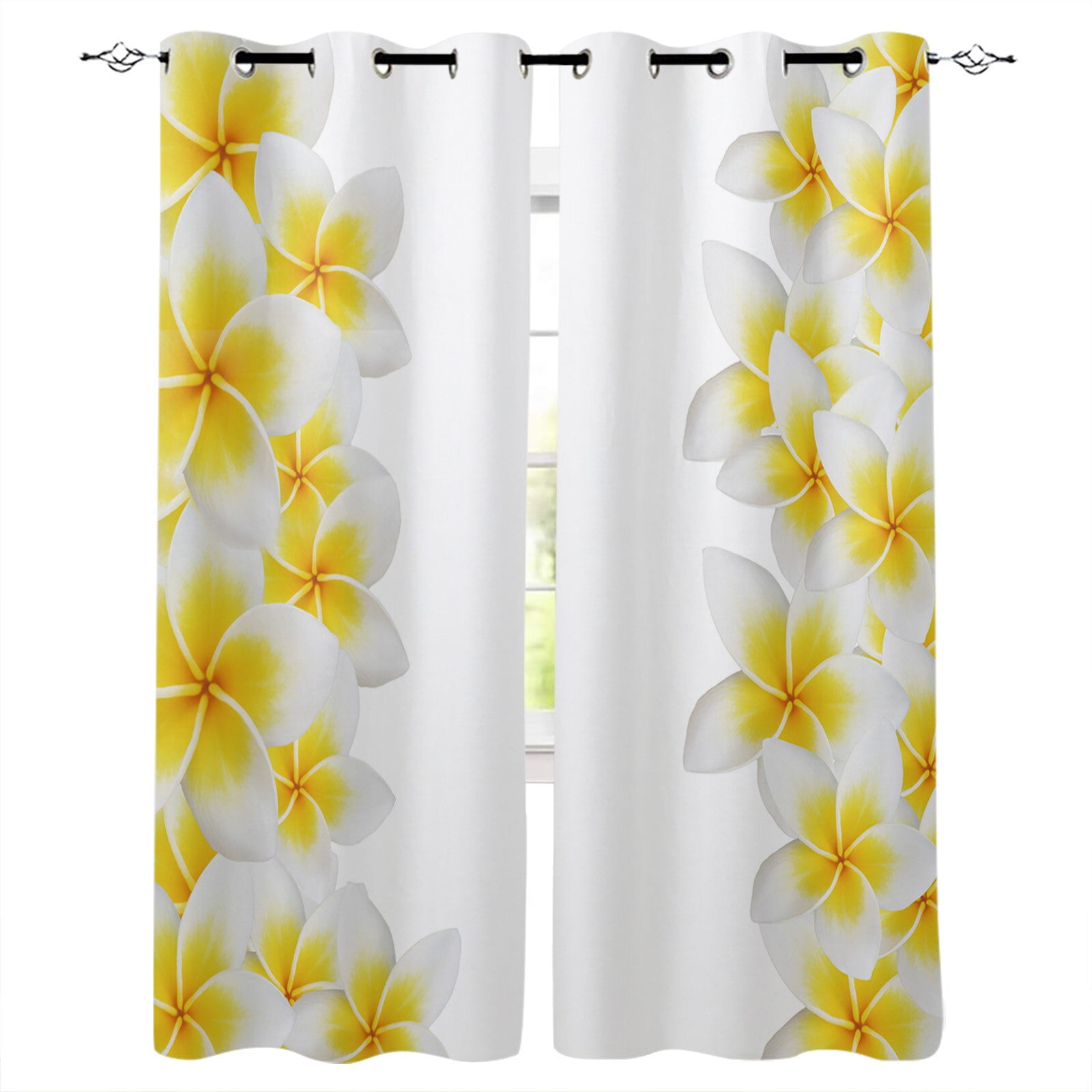 White Plumeria Modern Window Curtains For Living Room Bedroom Kitchen ...