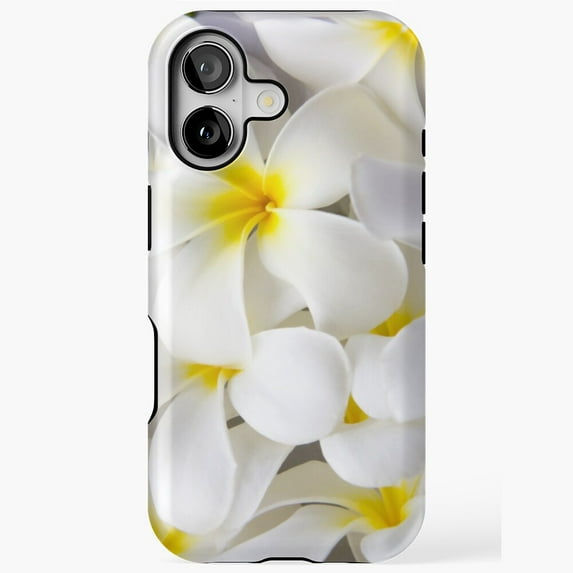 White Plumeria Tropical Frangipani Floral Pattern for iPhone 17 to 11 ...