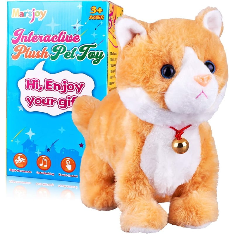 White Plush Cat Stuffed Animal Interactive Cat Robot, Robotic Cat ...
