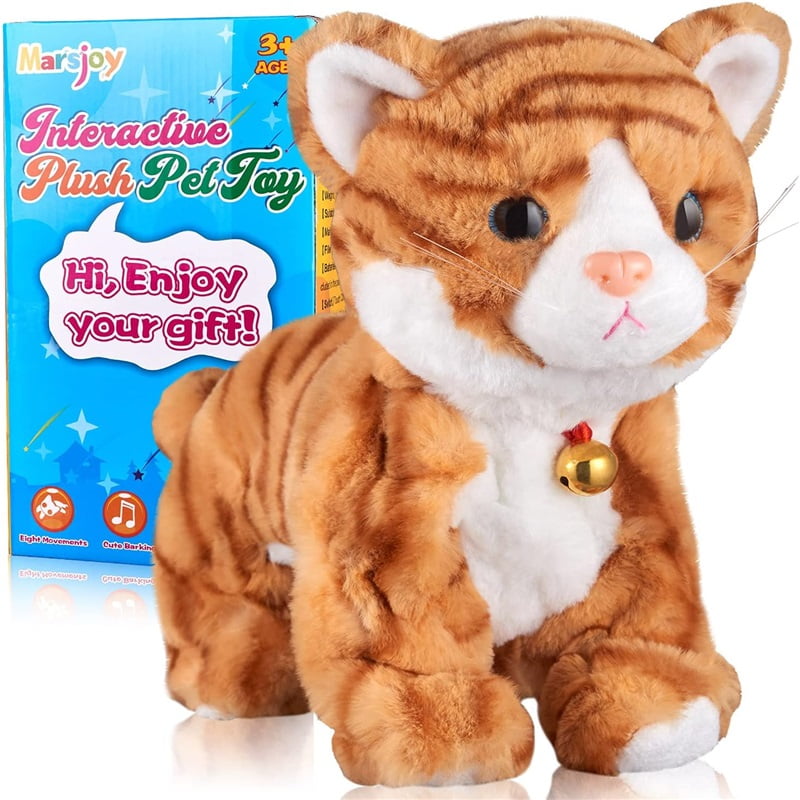 White Plush Cat Stuffed Animal Interactive Cat Robot, Robotic Cat ...