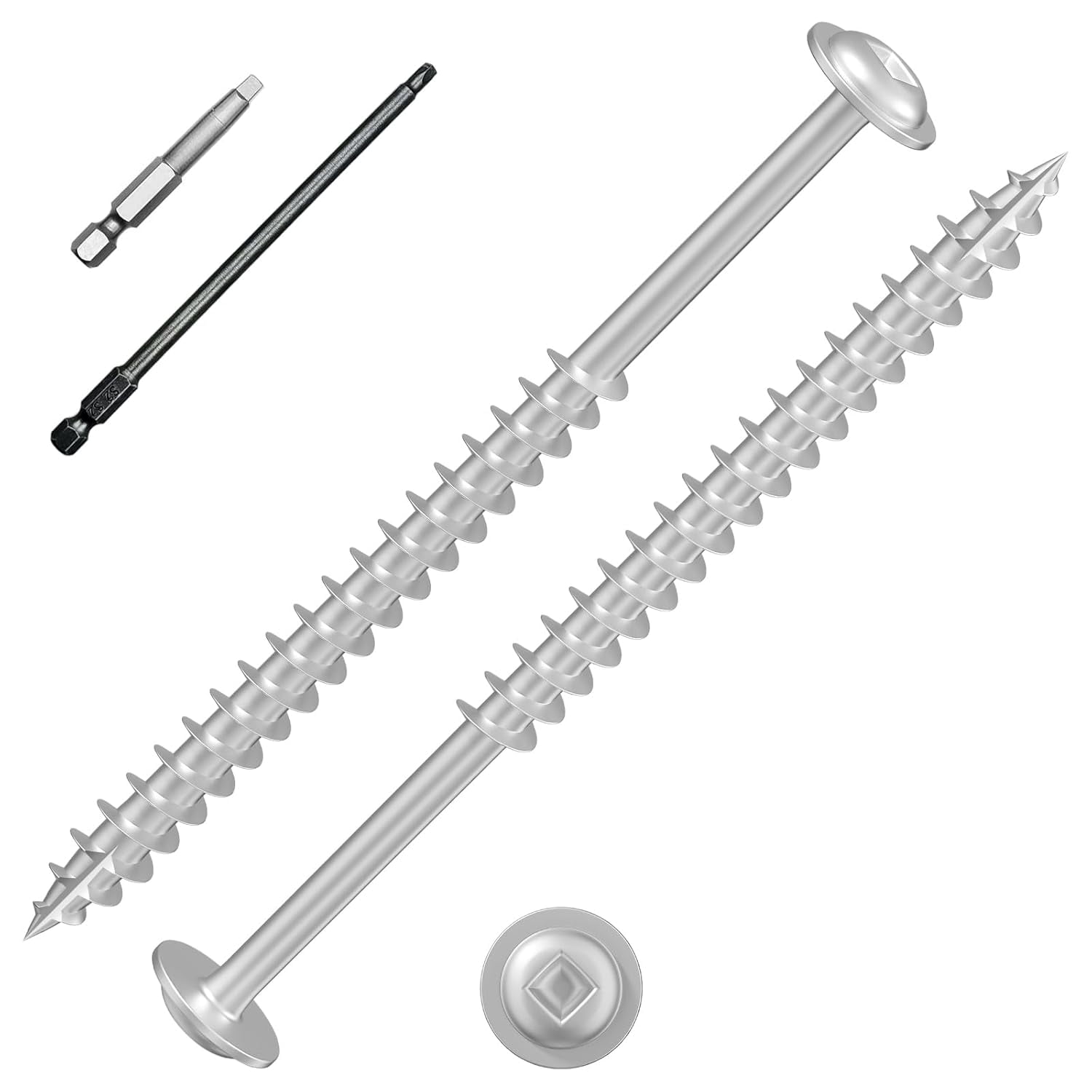 White Pocket Hole Screws #8×3" 430pcs 5lbs Square Hole Round Head Self ...