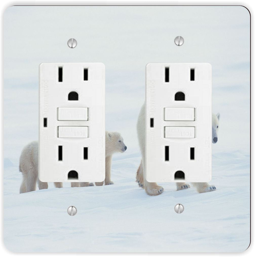 White Polar Bears - Arctic - GFI Switch Plate Cover - Double GFI Cover ...