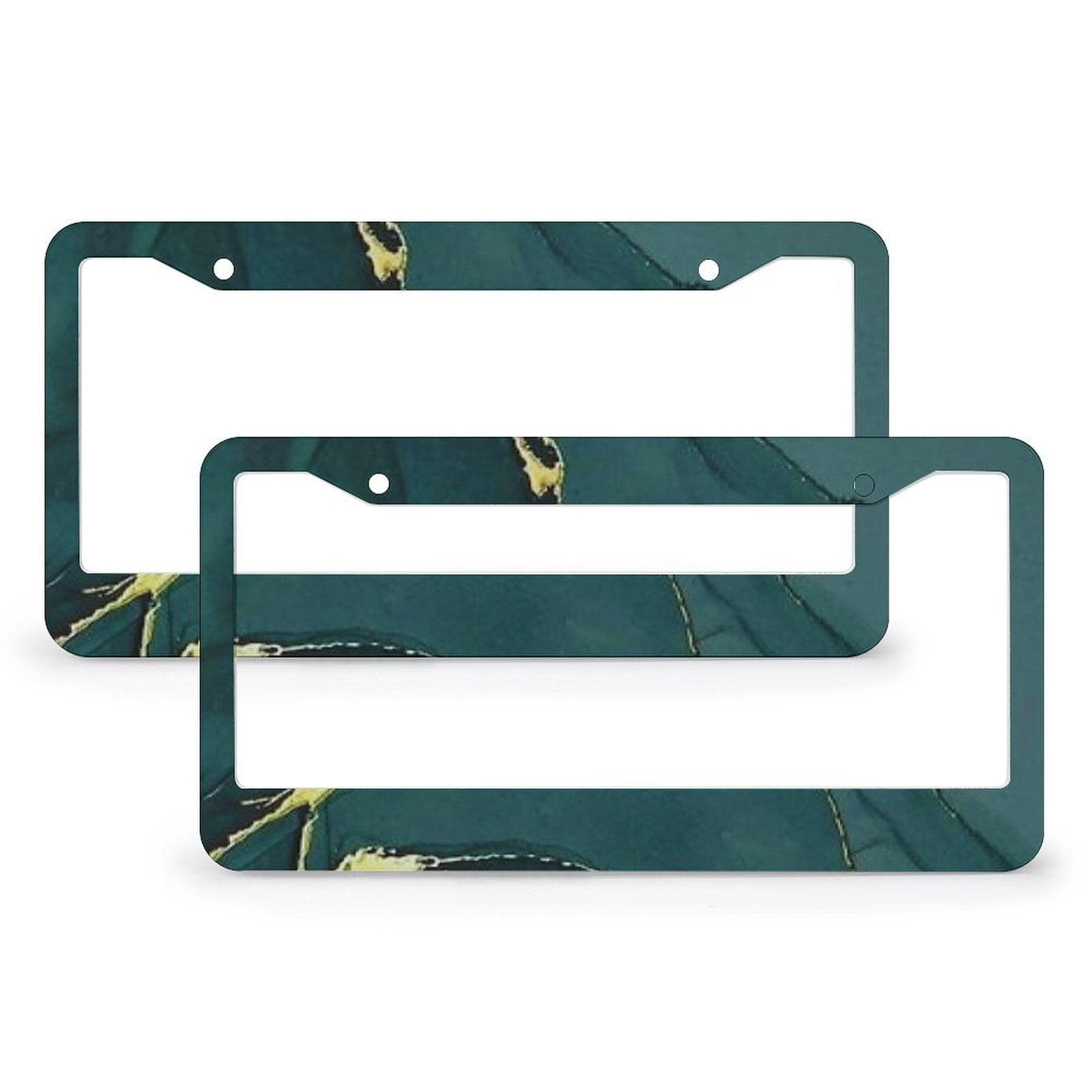 White Polished And Blue Gold Marble License Plate Frame Holder - 2 Pack ...