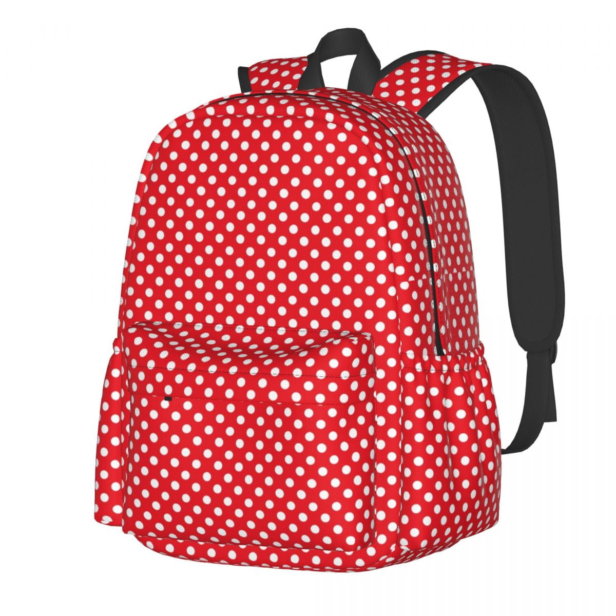 White Polka Dot Backpack Black and White Female Polyester Workout ...