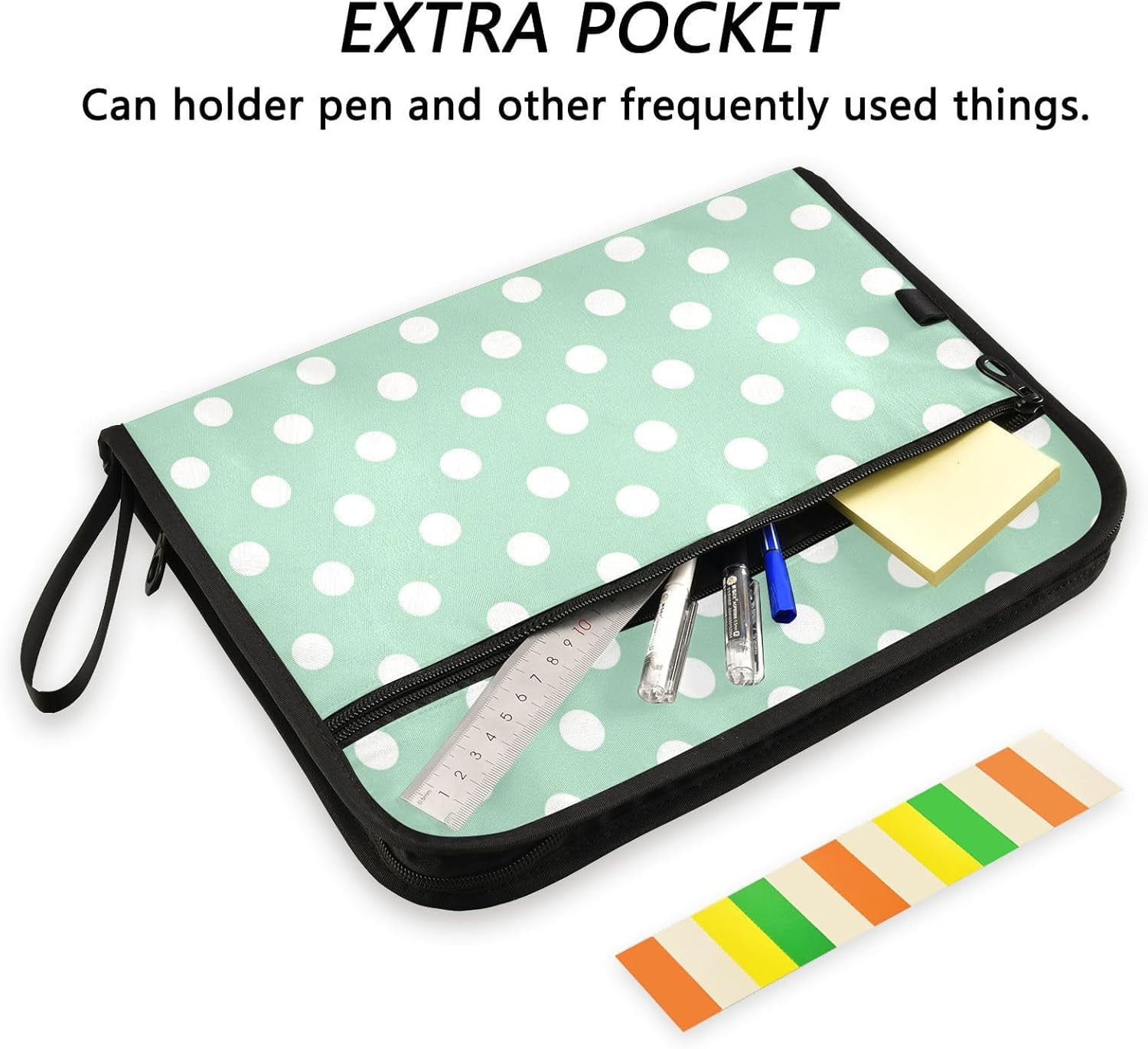 White Polka Dots Green Minimalist Expandable File Folders A4 Size ...