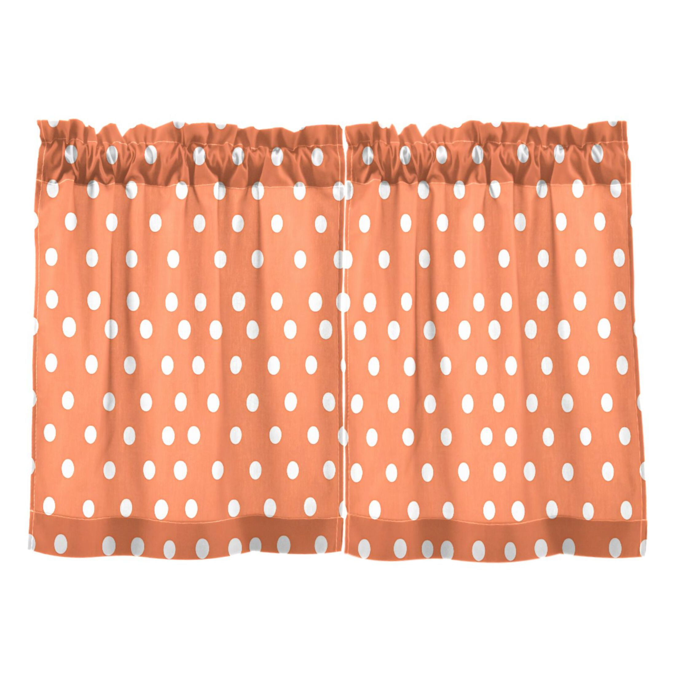 White Polka Dots Kitchen Curtains Tier Set 27x24 Inch 2 Panels Semi ...