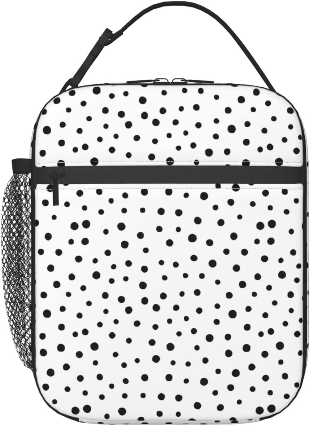 White Polka Dots Lunch Box Insulated Black Dots Lunch Bag for Women Men ...