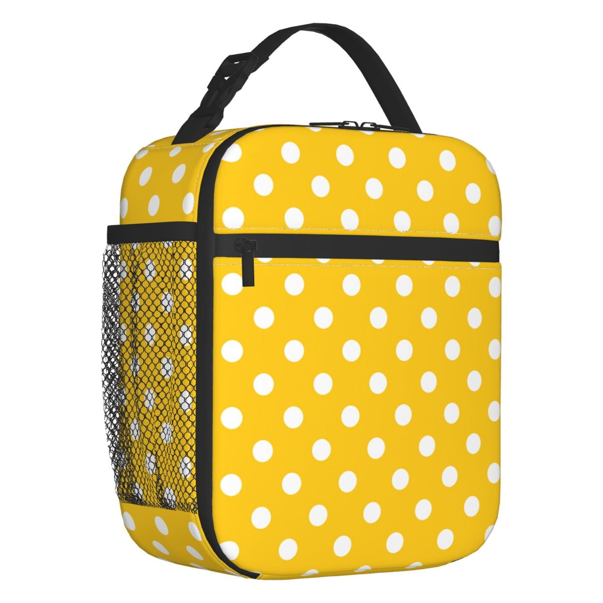 White Polka Dots Navy Blue Seamless Pattern Portable Lunch Box Women ...