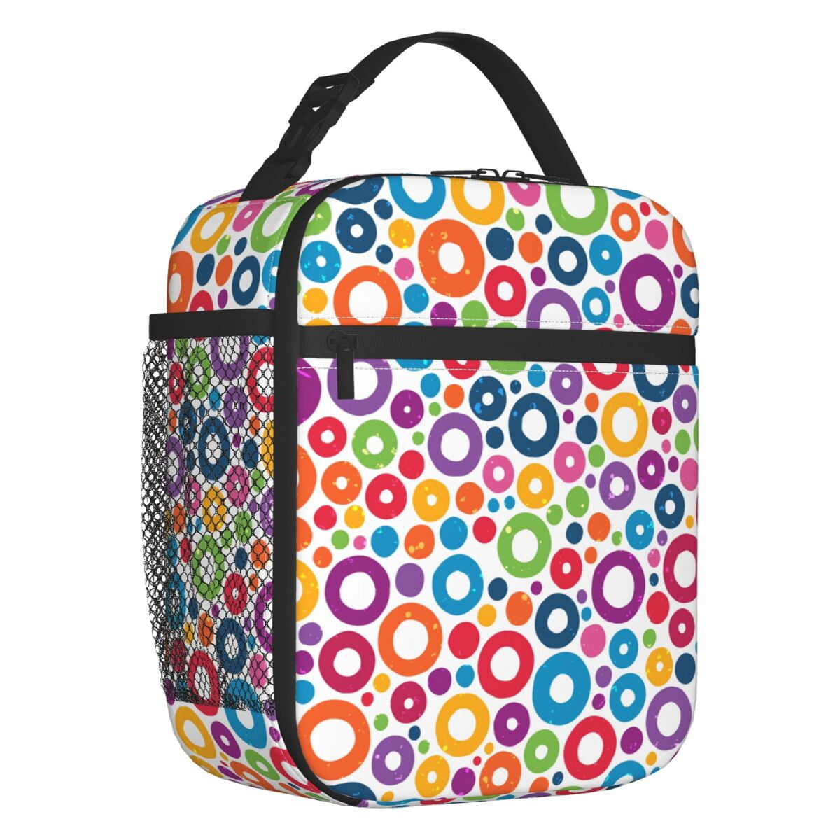 White Polka Dots On Mint Portable Lunch Box for Women Leakproof Thermal ...