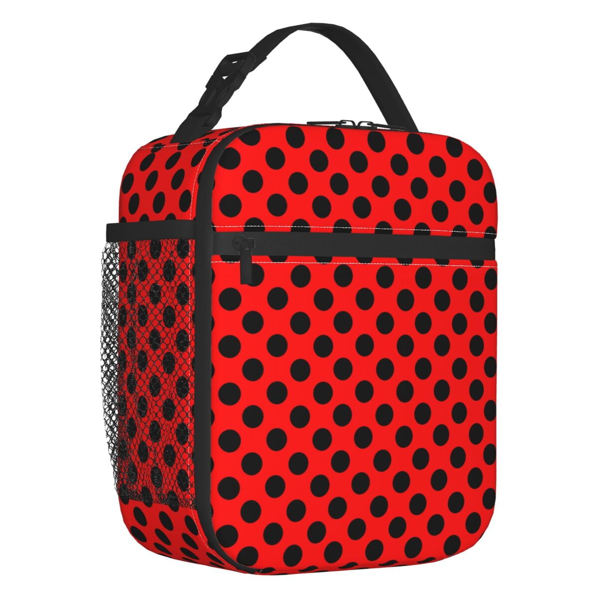 White Polka Dots On Mint Portable Lunch Box for Women Leakproof Thermal ...