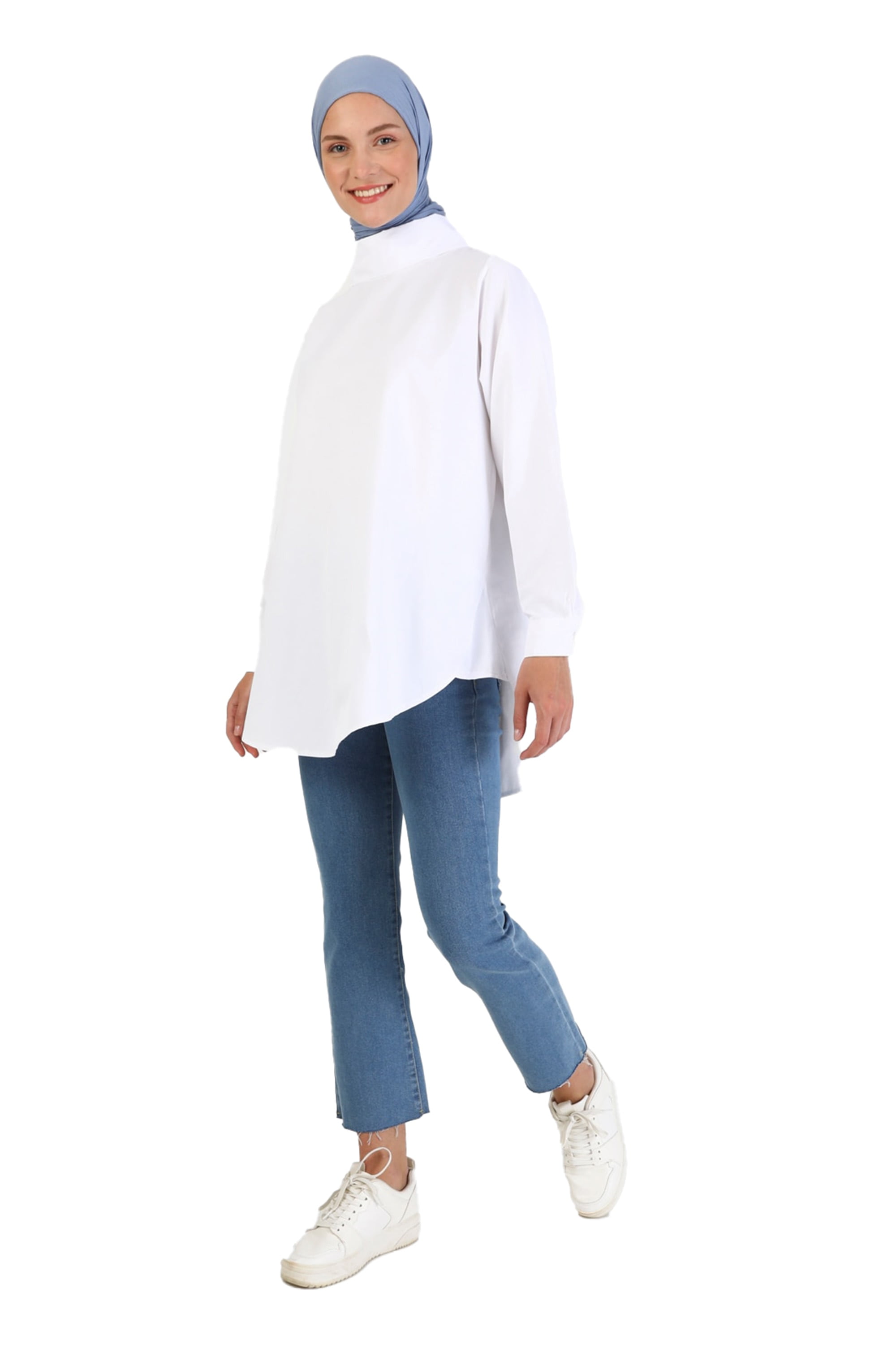 White - Polo neck - Tunic - Refka - Walmart.com