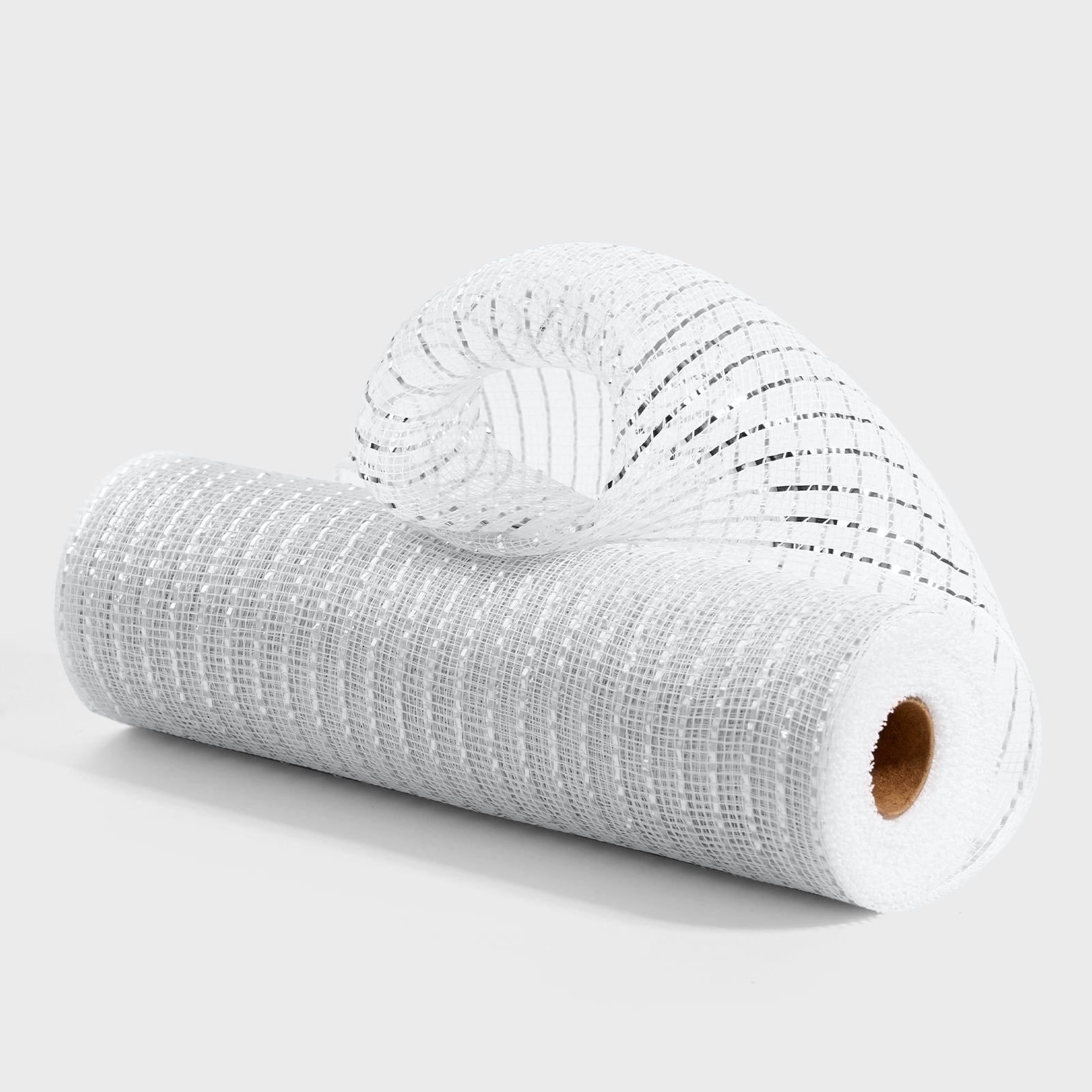 White Poly Burlap Deco Mesh Ribbon, 10"x10yd (30 Feet) Fabric Wrapping ...