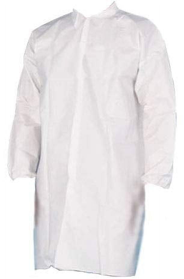 White Polypropylene 25G lab coat. 4 snaps, elastic wrists, Choose Your ...