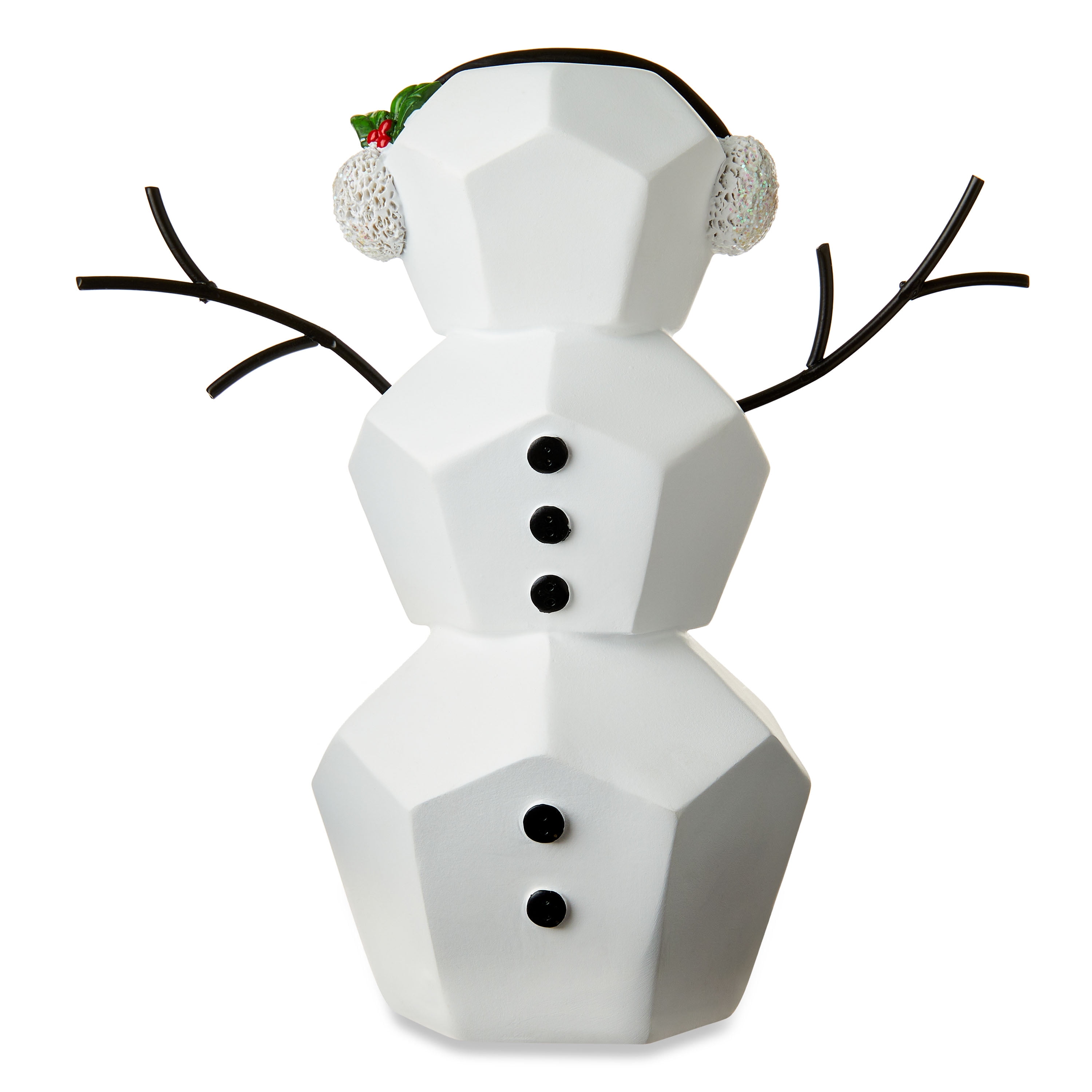 White Polyresin Snowman Tabletop Décor, 7.5 in, by Holiday Time ...