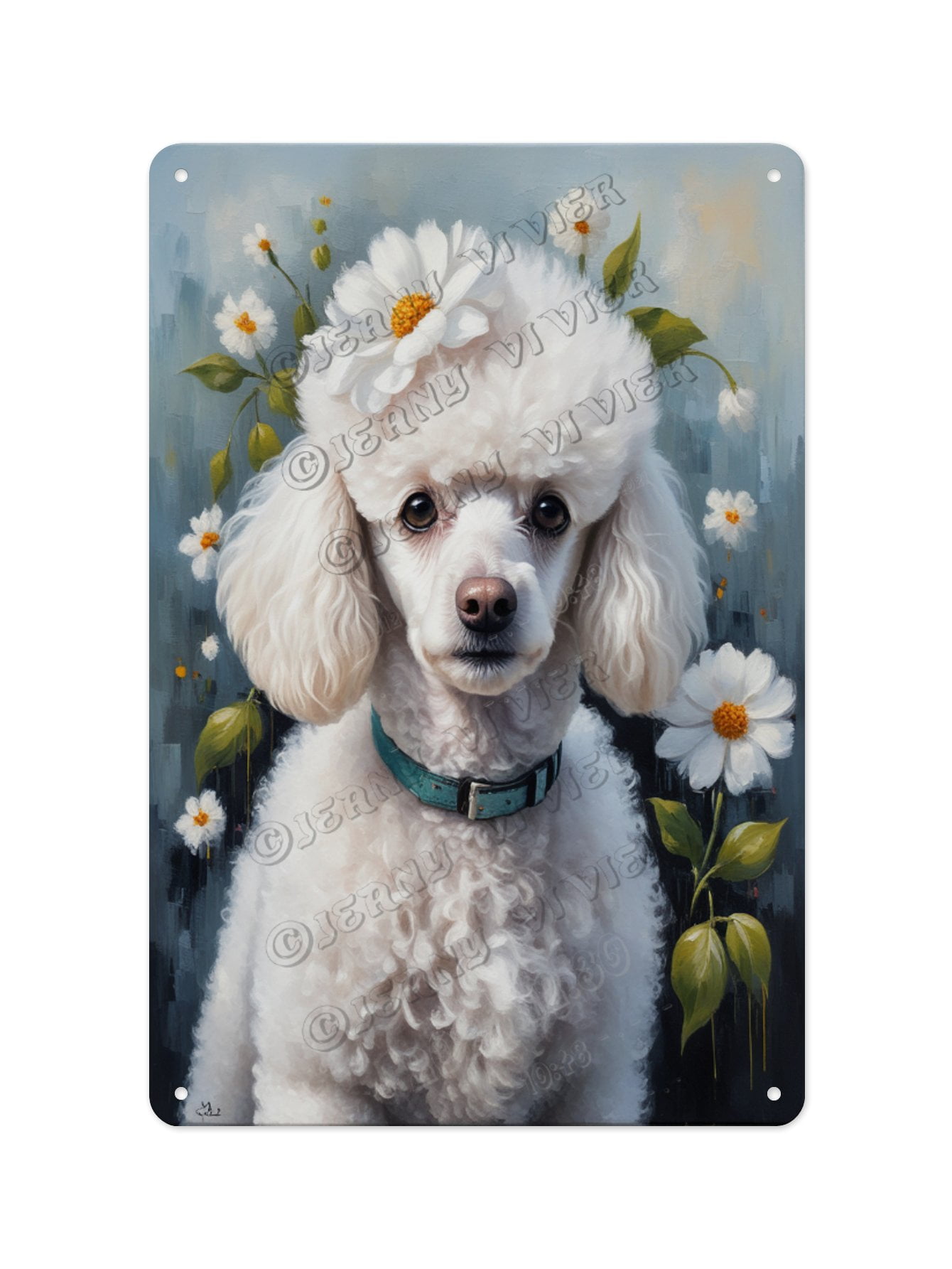 White Poodle Botanical Portrait Aluminum Sign 8x12 Inches - Spa Wall ...