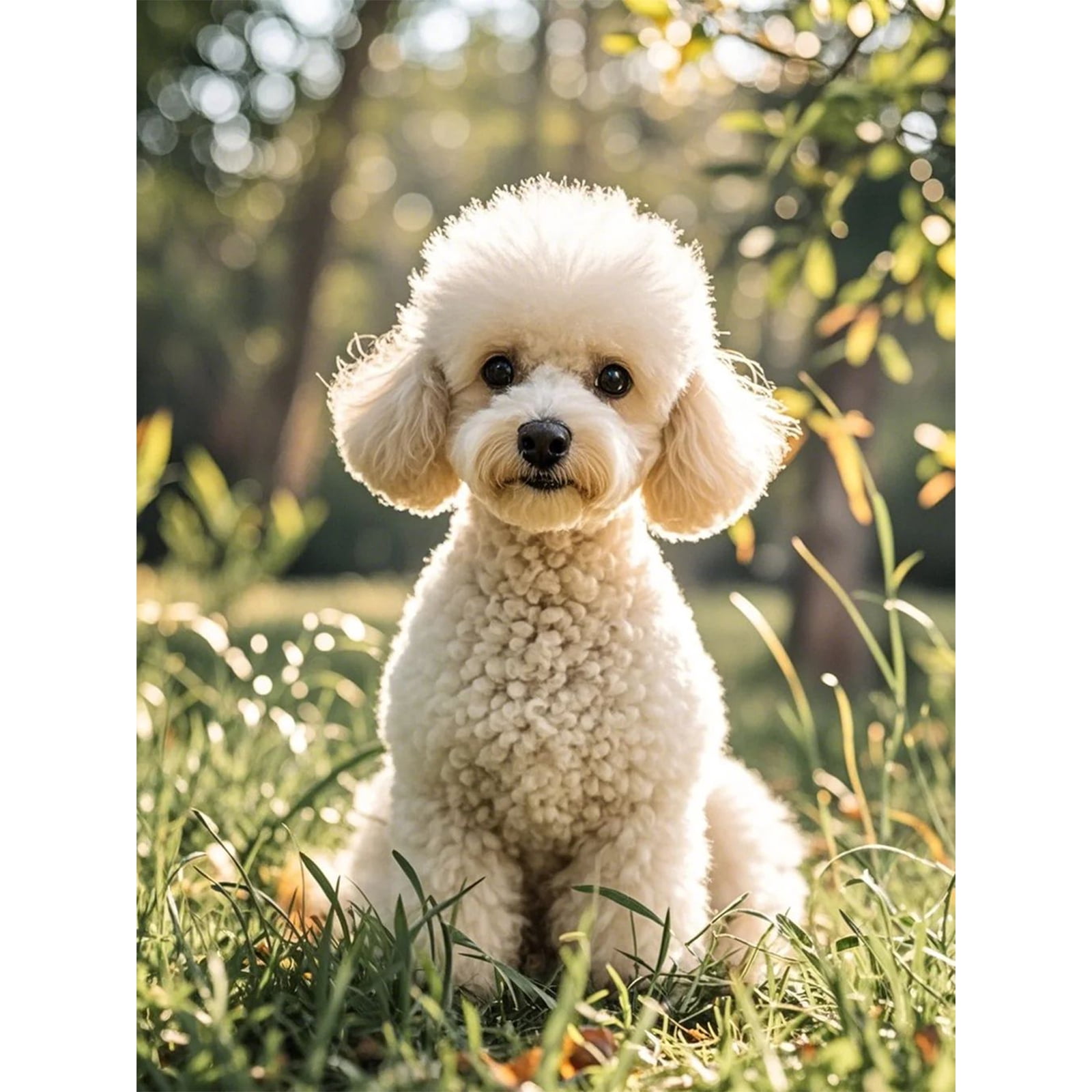 White Poodle Grassland Diamond Art 5D Diamond Painting DIY Kits Full ...