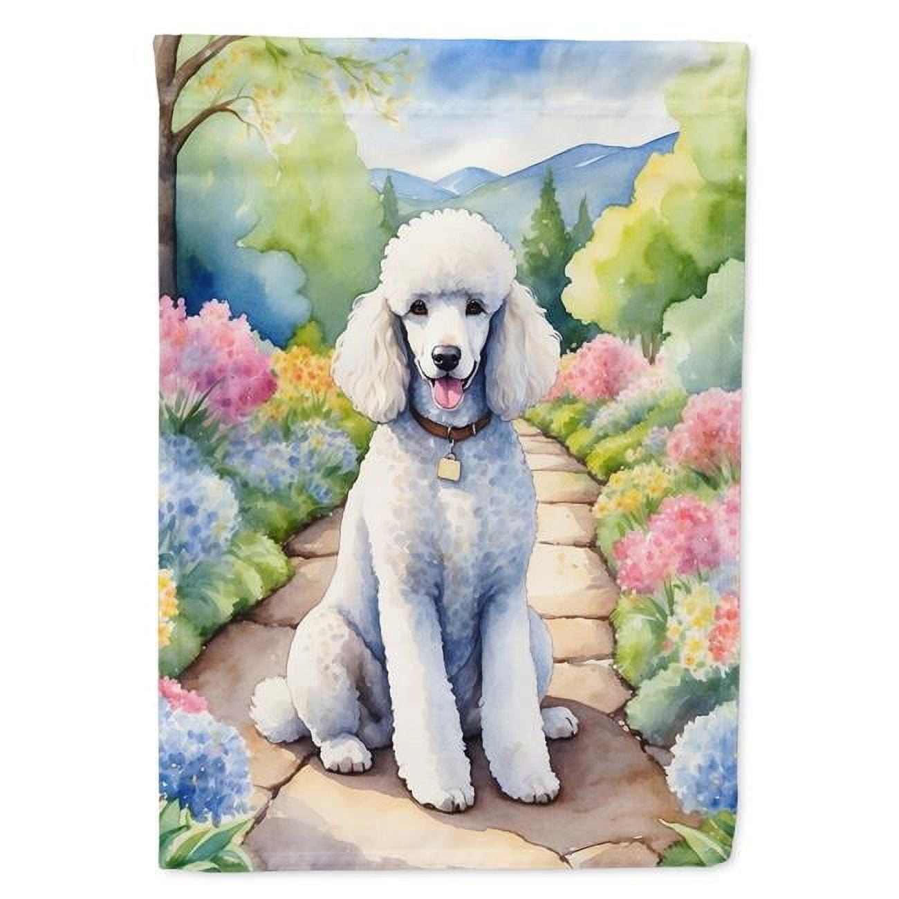 White Poodle Spring Path House Flag 28 in x 40 in - Walmart.com
