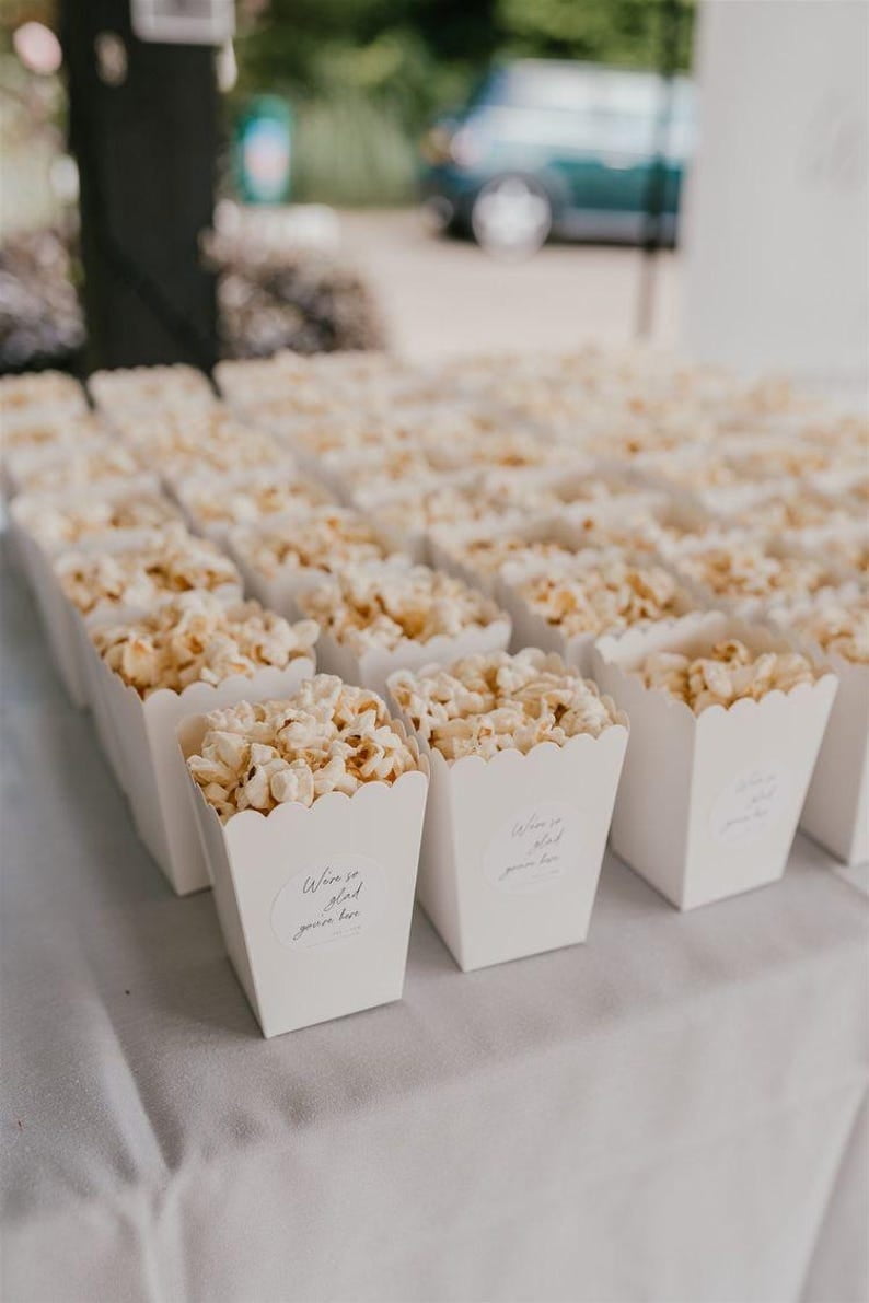 Set of 24 White Popcorn Cups for Party Wedding Favor Snacking Bridal ...