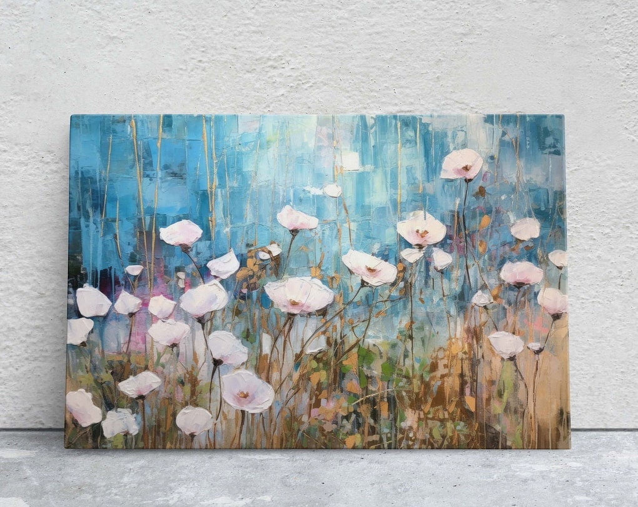 White Poppies On , Wildflower Print, Subtle Decor, Flower Art, Painting ...