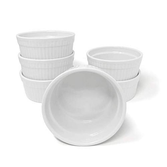 White Porcelain 6-Piece Ramekin Set, 12oz. Dishwasher, Microwave and Oven Safe! - Walmart.com
