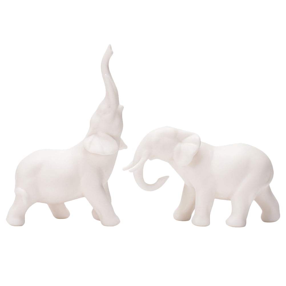 White Porcelain Elephant Figurine Decor Desktop Sculpture - Walmart.com