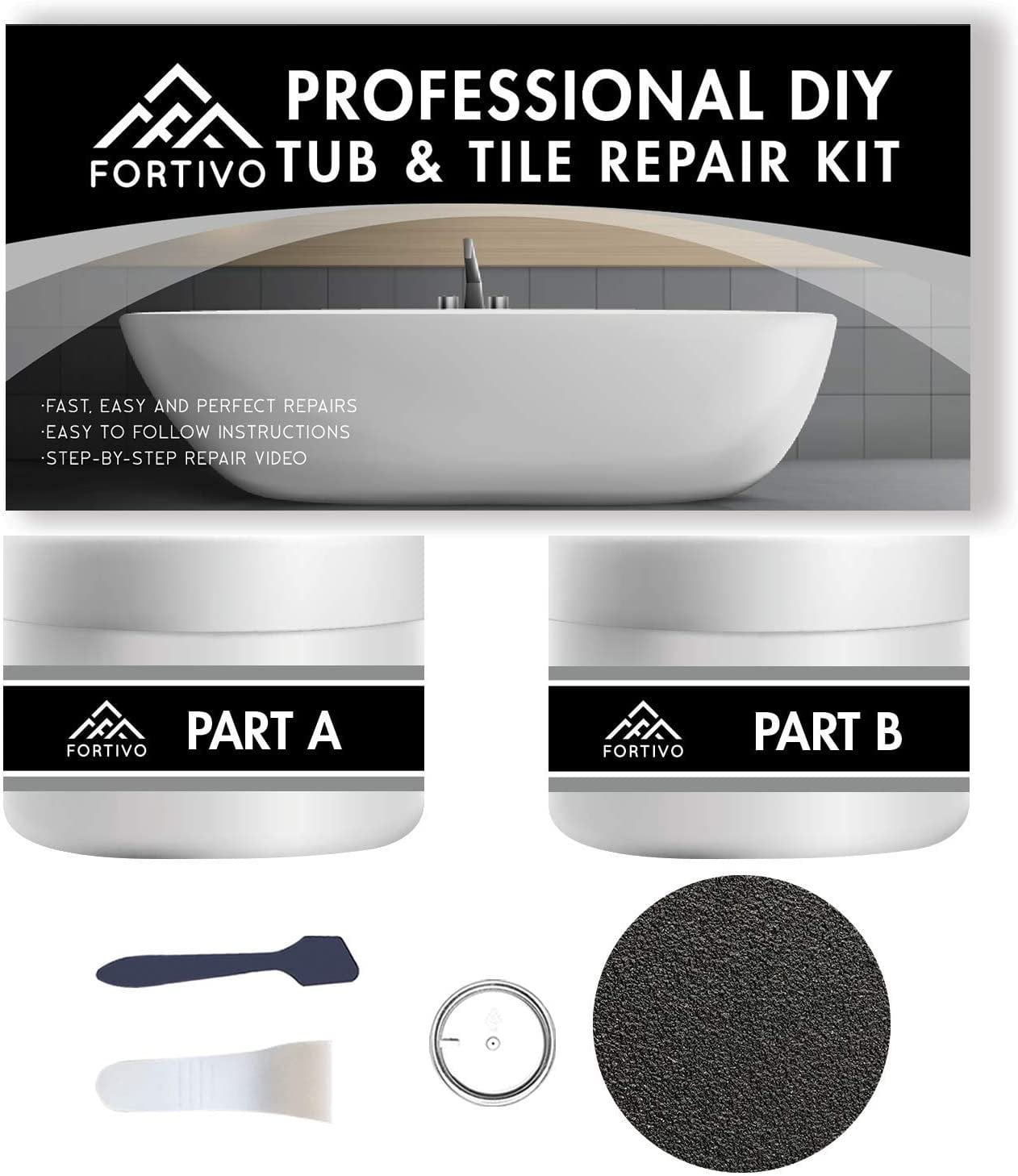 White Porcelain Bathtub Repair Kit - Fiberglass, Sink, Shower ...