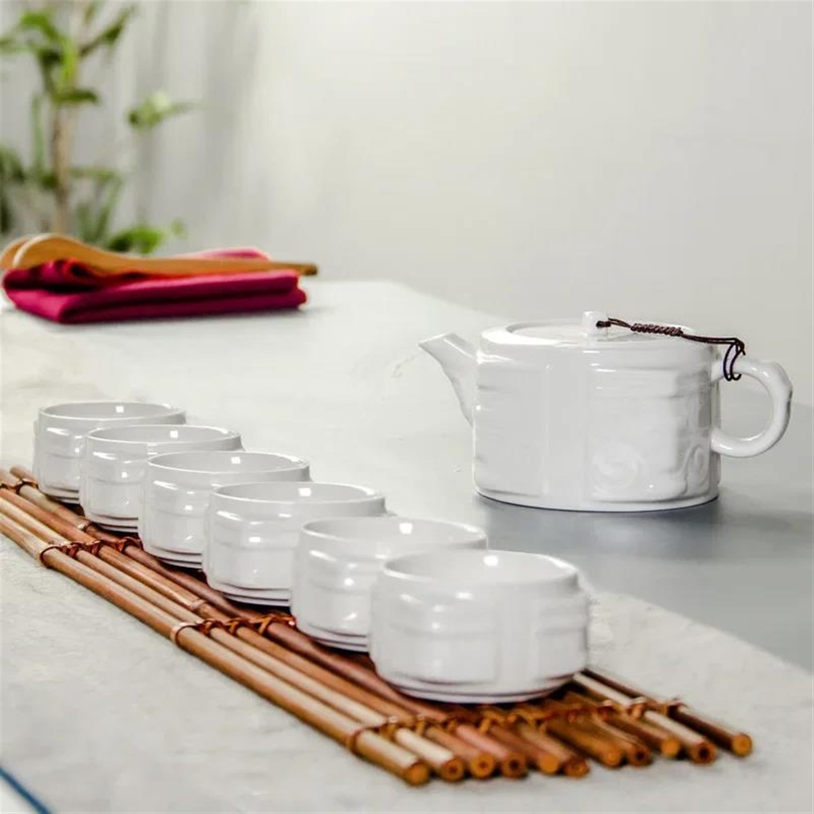 White Porcelain Tea Set 6pcs Teacup 1pcs Teapot Kung Fu Tea Highest ...