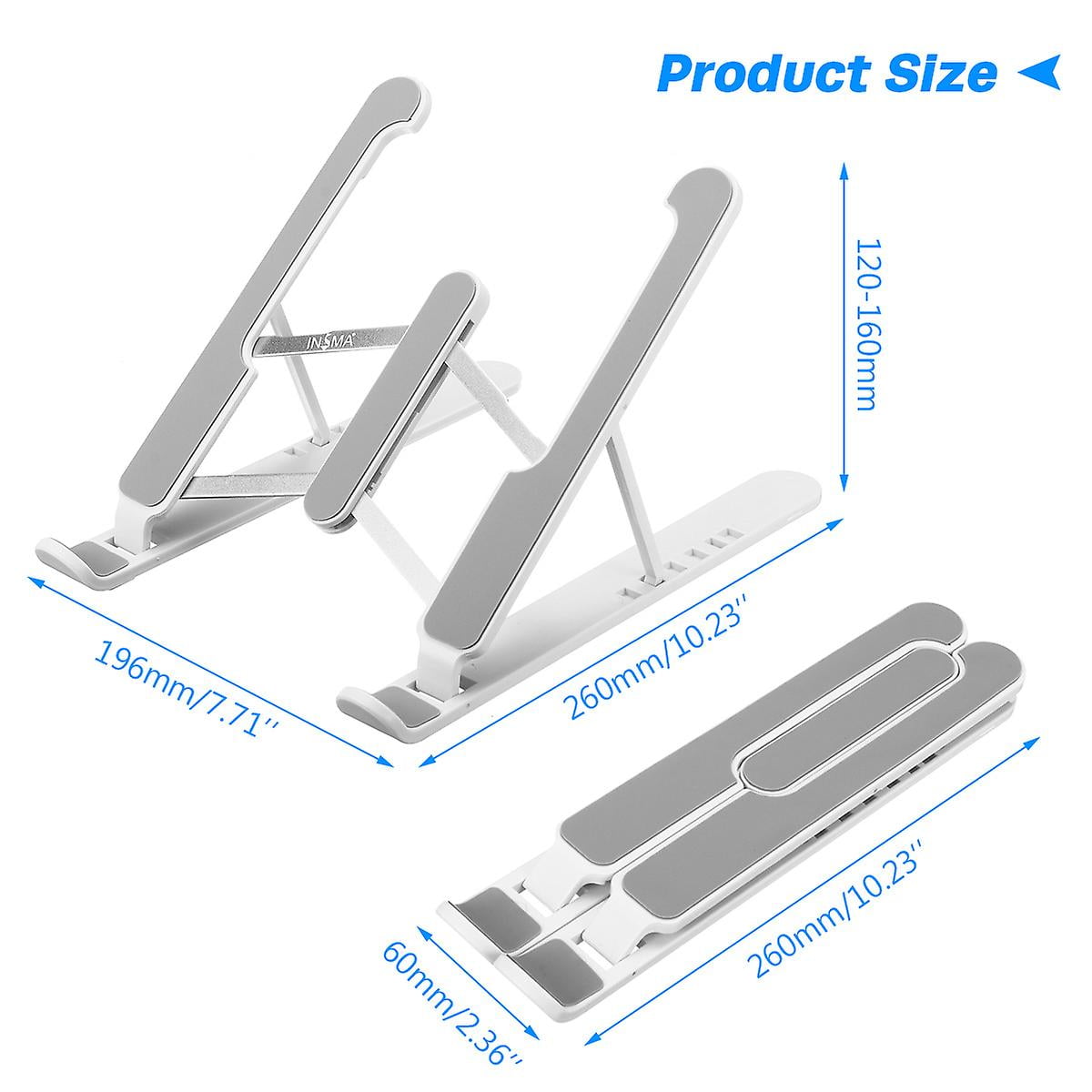 White Portable Foldable Laptop Stand Ergonomic Desk Table Adjustable ...