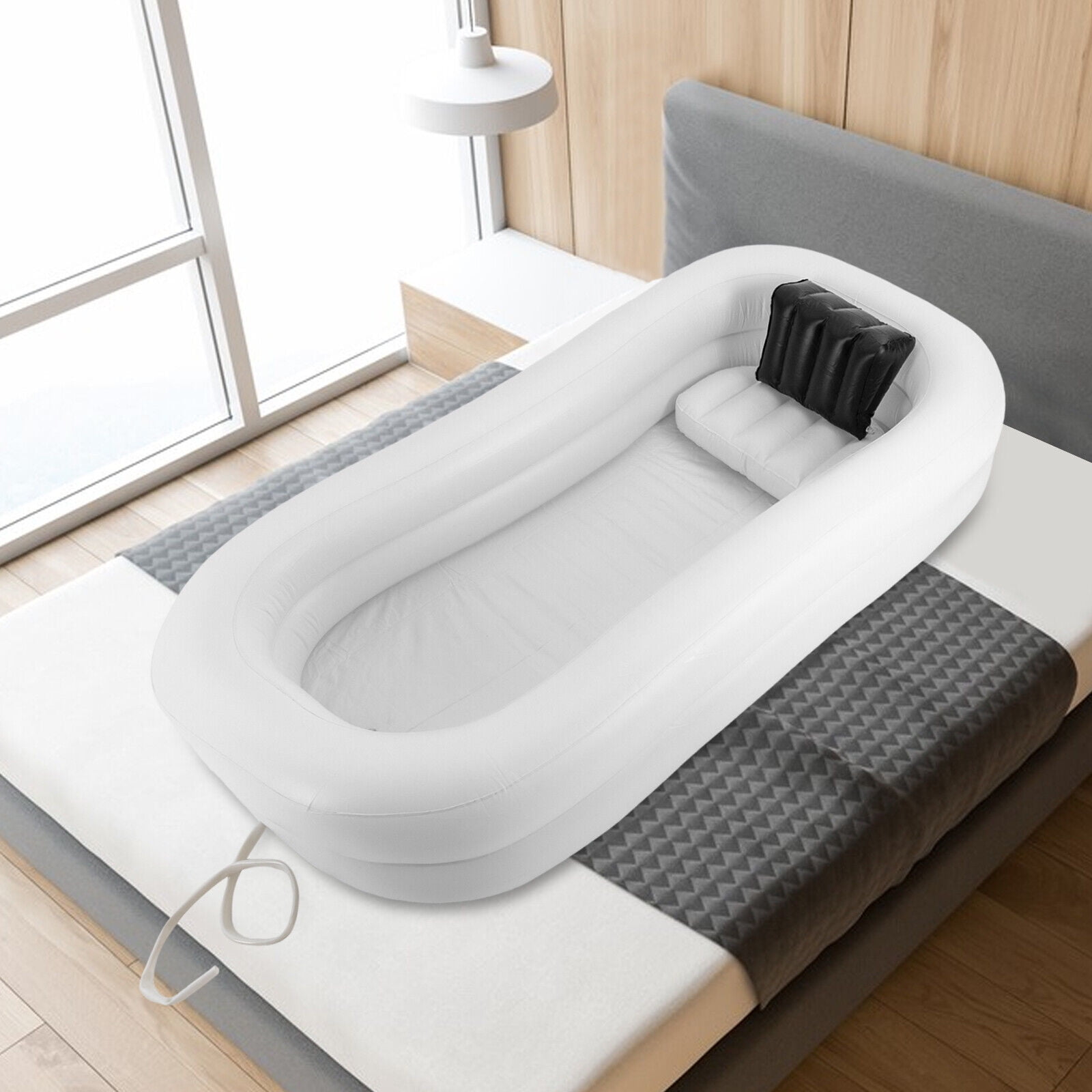 White Portable Inflatable Bathtub for Adults, PVC Shower Bathtub ...