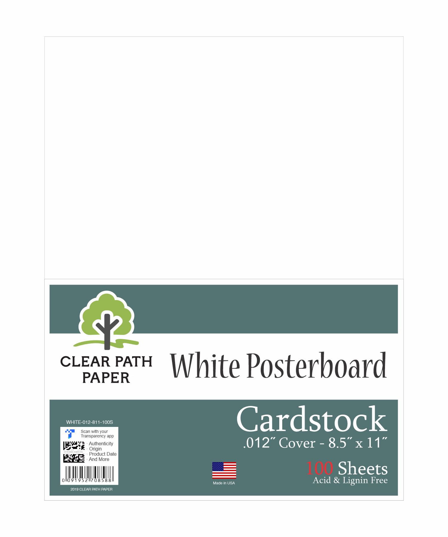 White Posterboard - 8.5 x 11 inch - .012" Thick - 100 Sheets - Clear ...