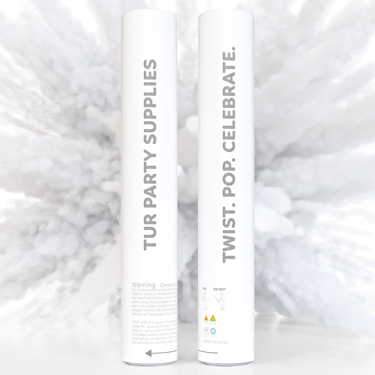 White Powder Cannons 2 Pack – 12 Inch Biodegradable Smoke Bomb Poppers ...