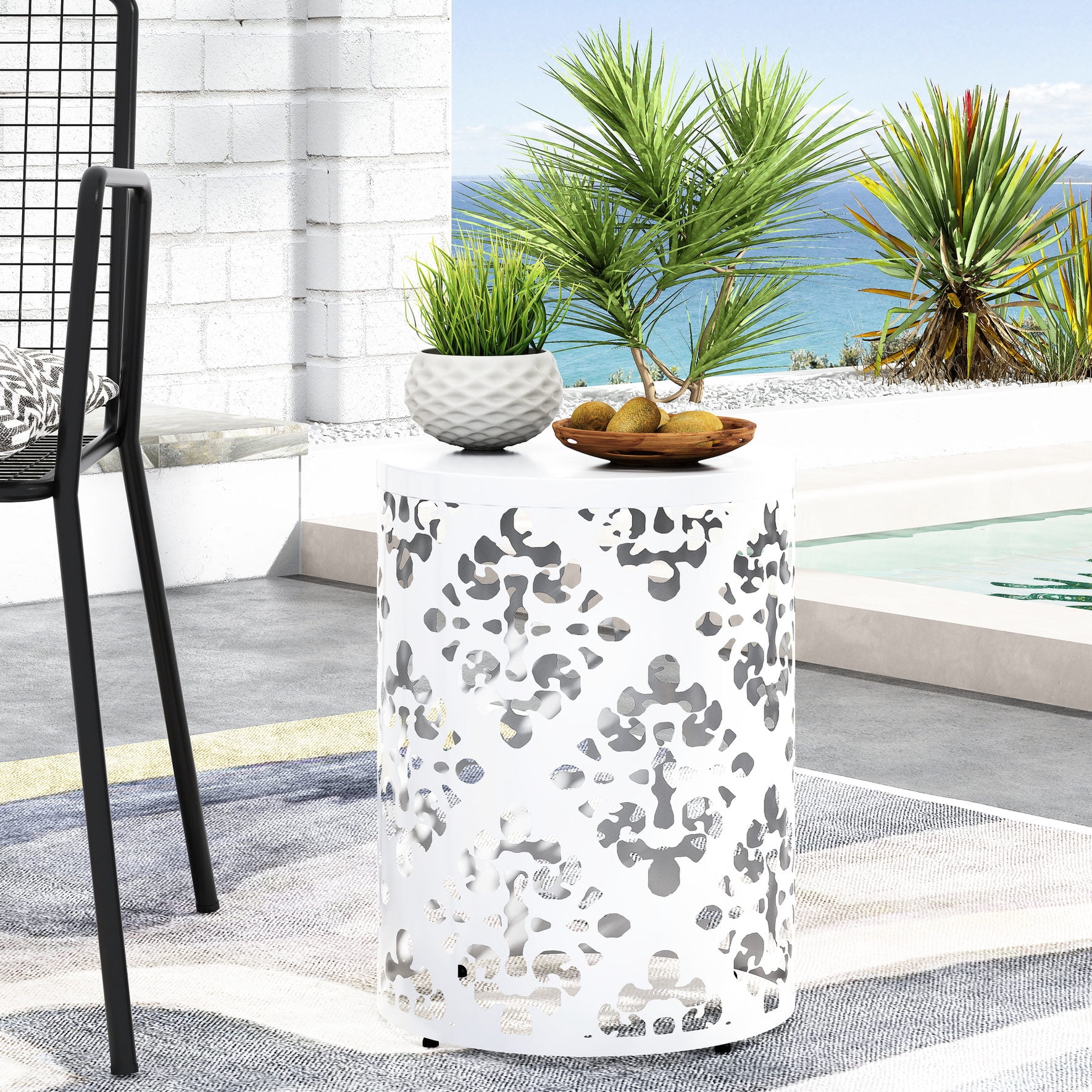 White - Powder - Coated Iron Construction - Indoor and Outdoor Decor ...