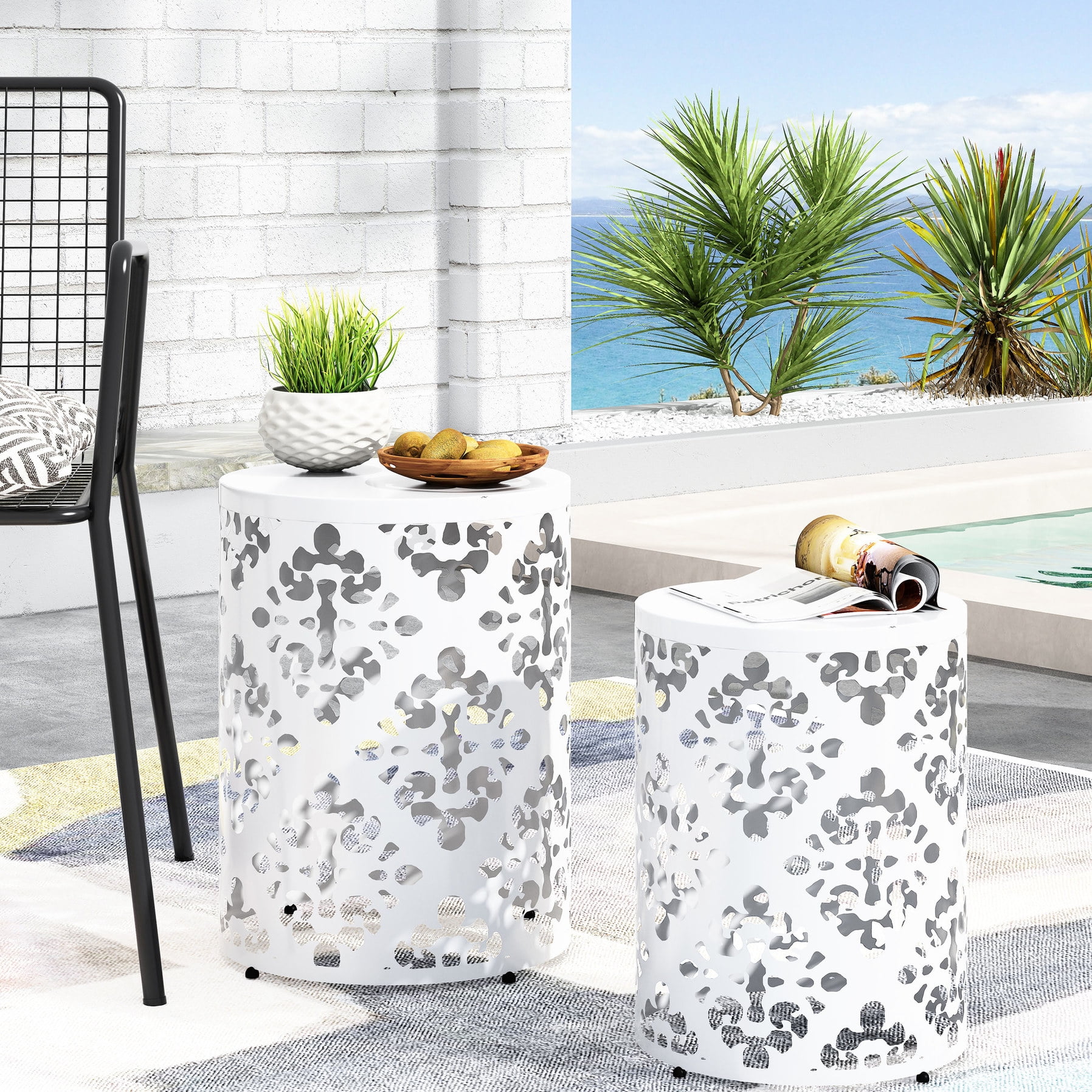 White Powder-coated End Table | Clean Lines, Cylindrical Form | Add ...