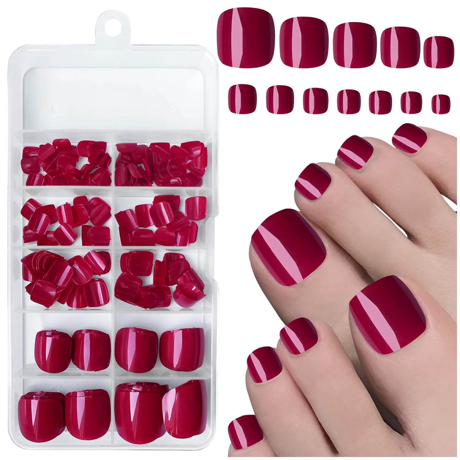 White Press on Toenails Women Fake Toenails with Gue Tabs, White ...