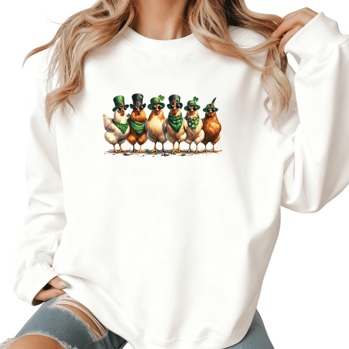 White Print Sweatshirt Graphic Sweatshirt St Patricks Day Stylish ...