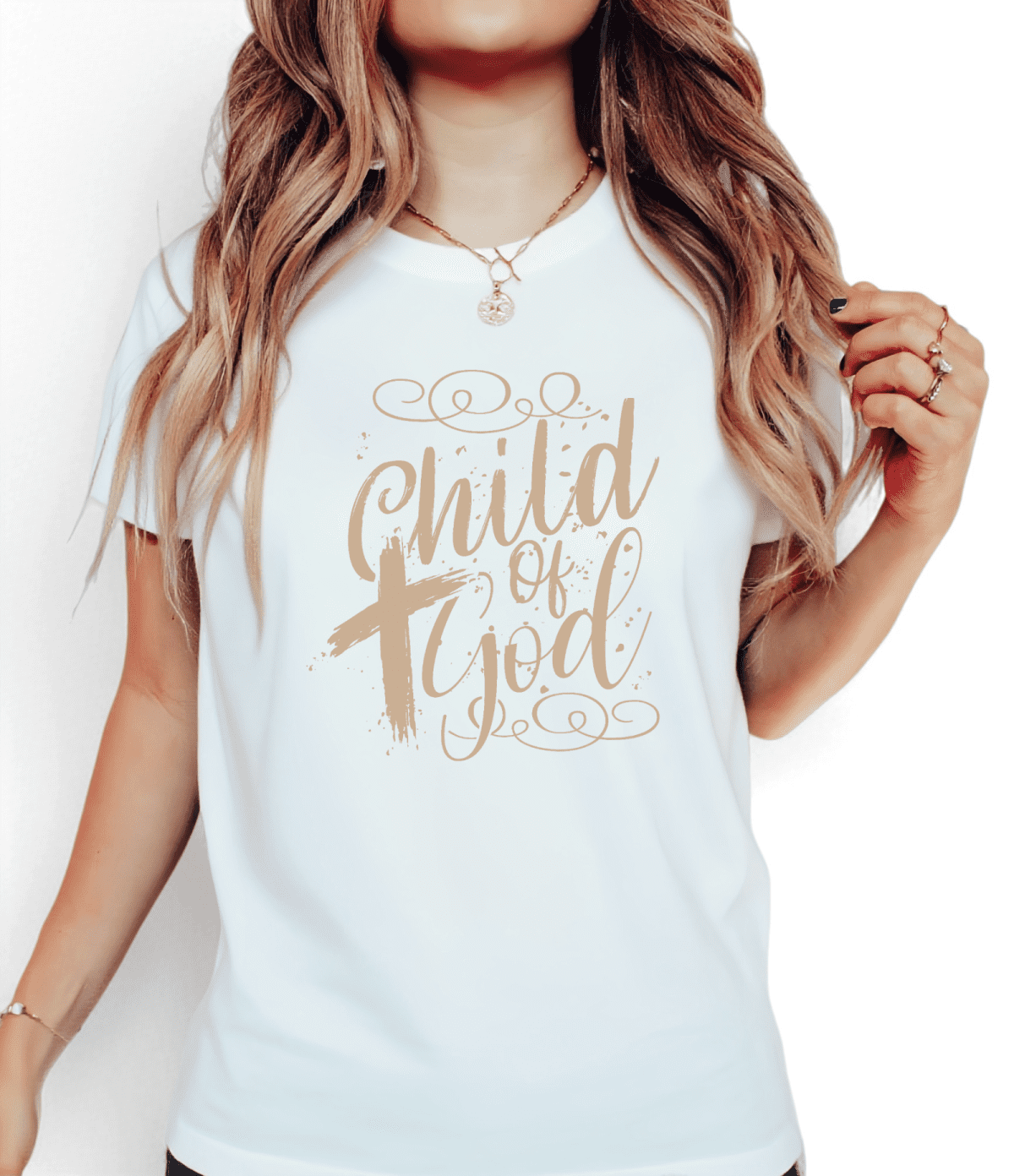 White Print Tshirt Child of God Christian Faith Cross Style Graphic ...