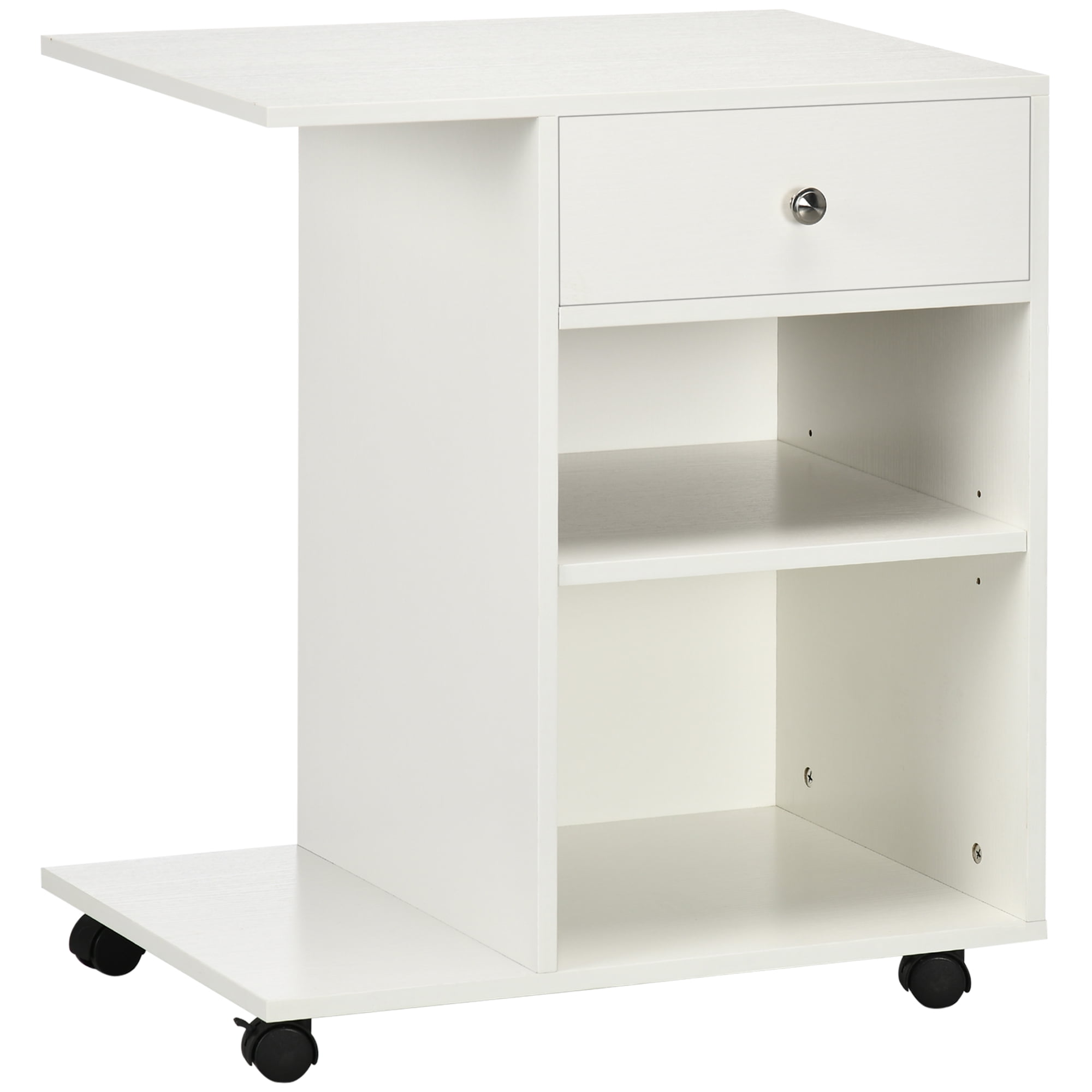White Printer Stand with Wheels, Rolling File Cabinet Cart, Adjustable ...