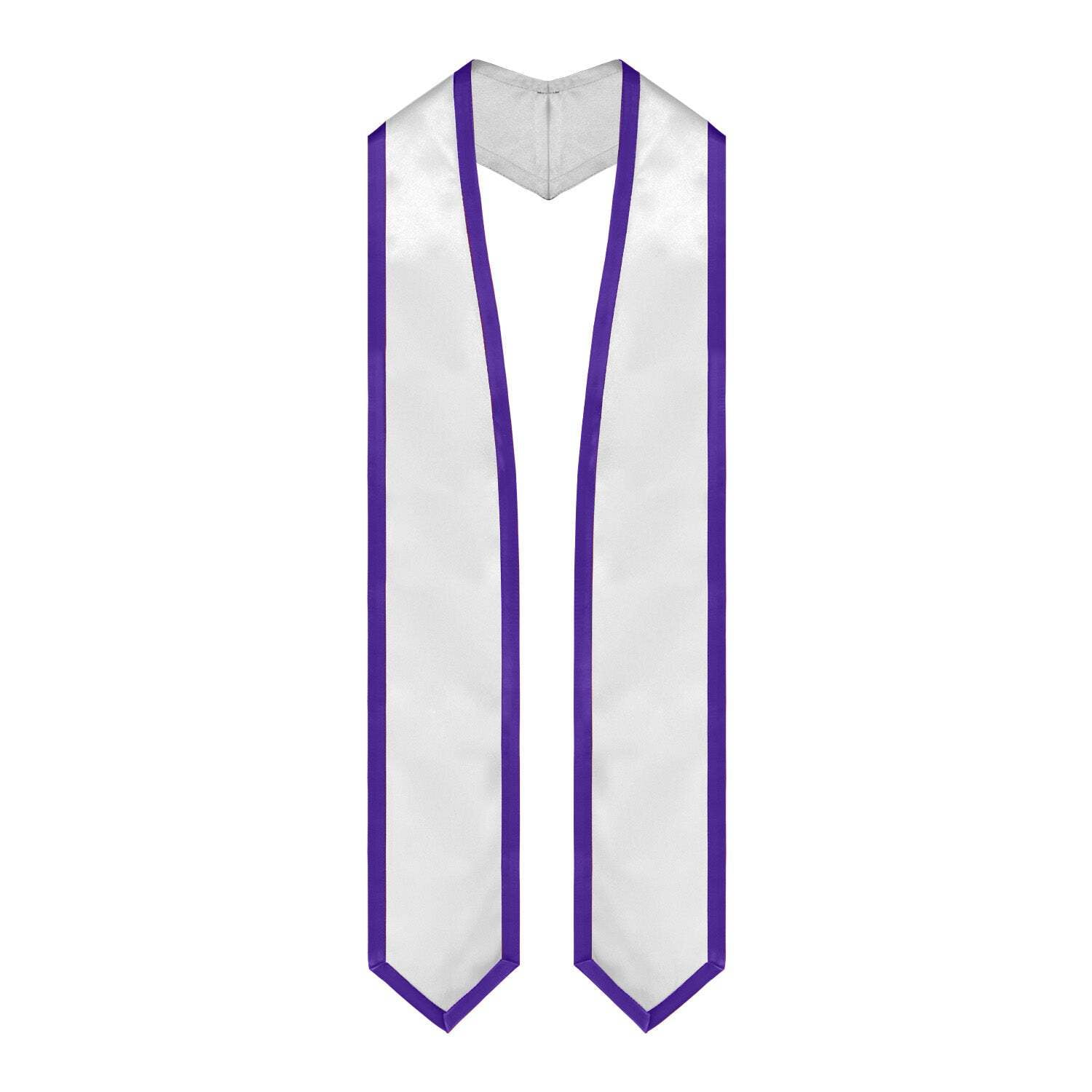 Endea Graduation White/Purple Plain Graduation Stole with Trim Color ...
