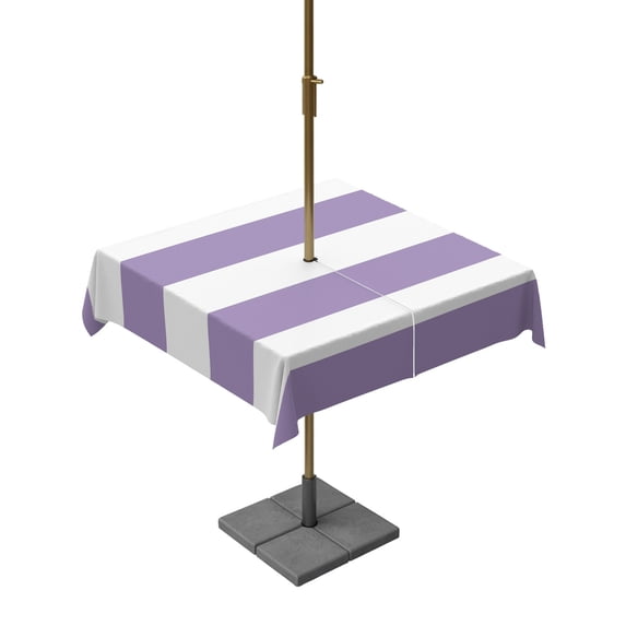 White Purple Striped Outdoor Tablecloth - 54