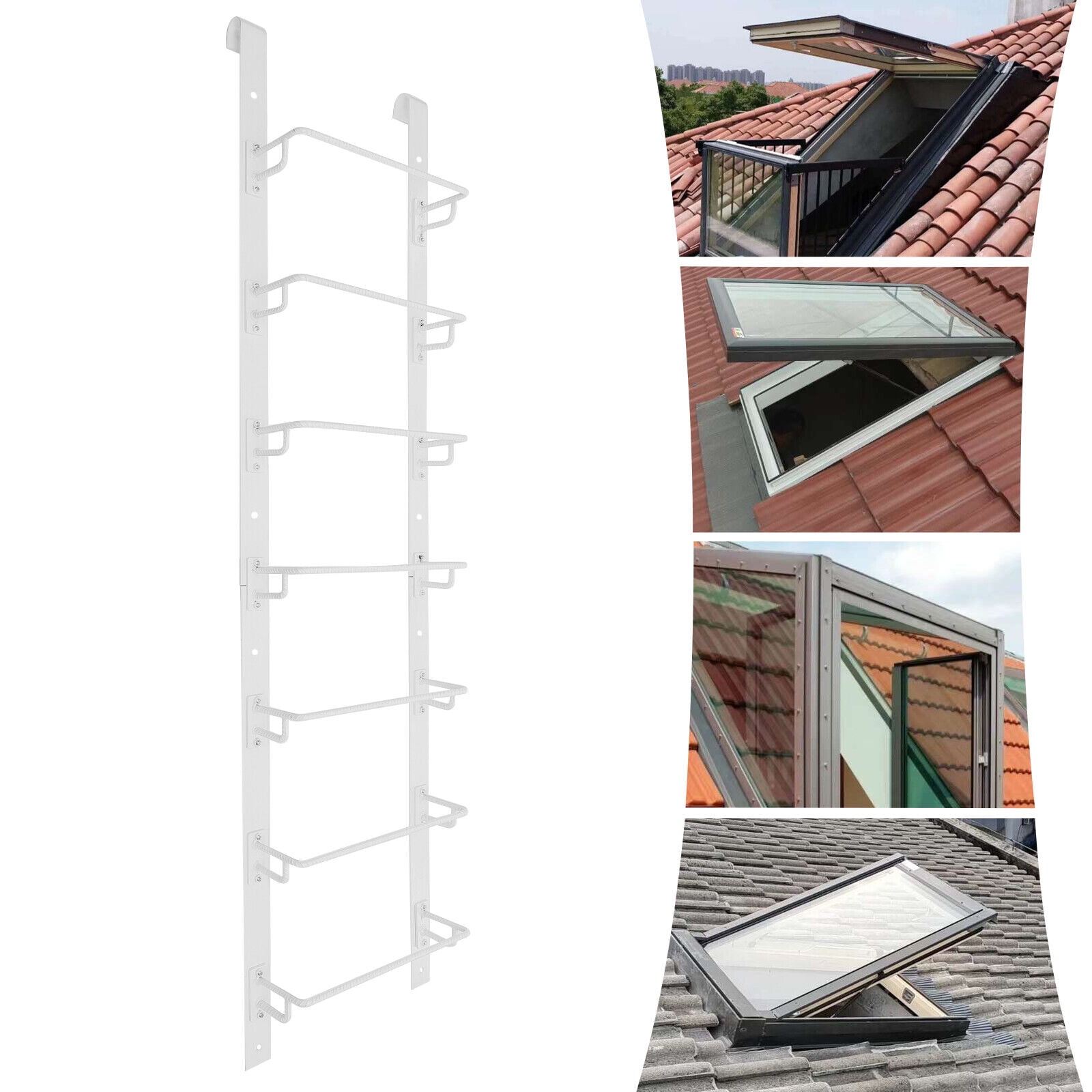 White Q23 Steel Heavy Duty Window Shaft Ladder 7 Steps 20 *78.3 inches ...