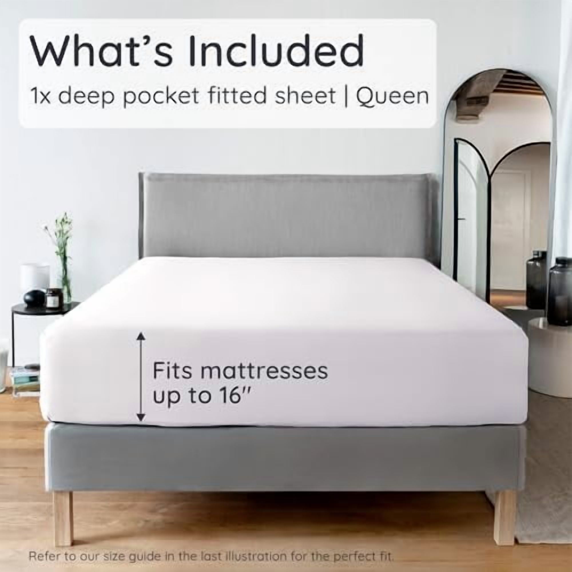 White Queen Fitted Sheet with Elastic Corner Straps, 100% Viscose ...