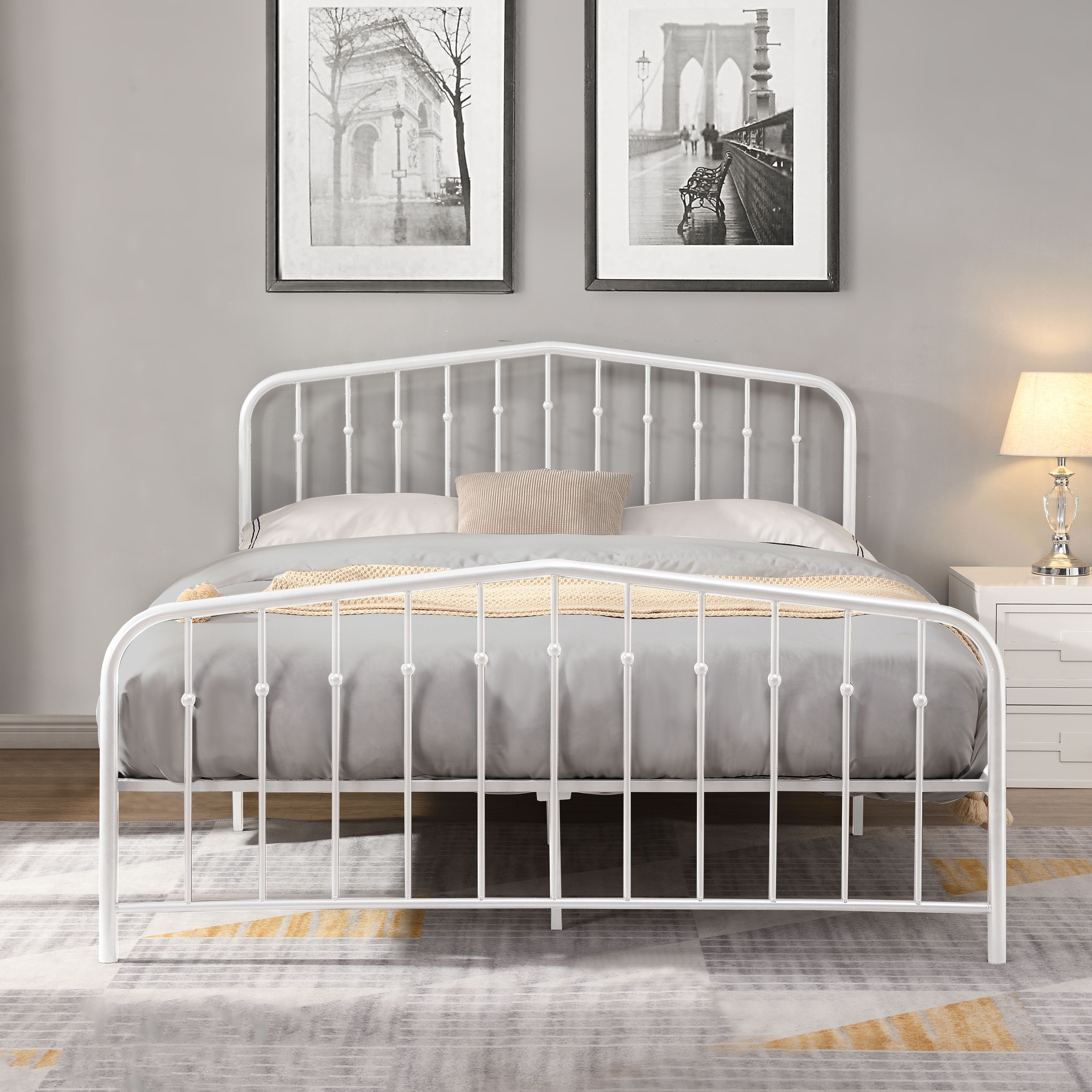 White Queen Metal Platform Bed (Fully Slated) - Walmart.com