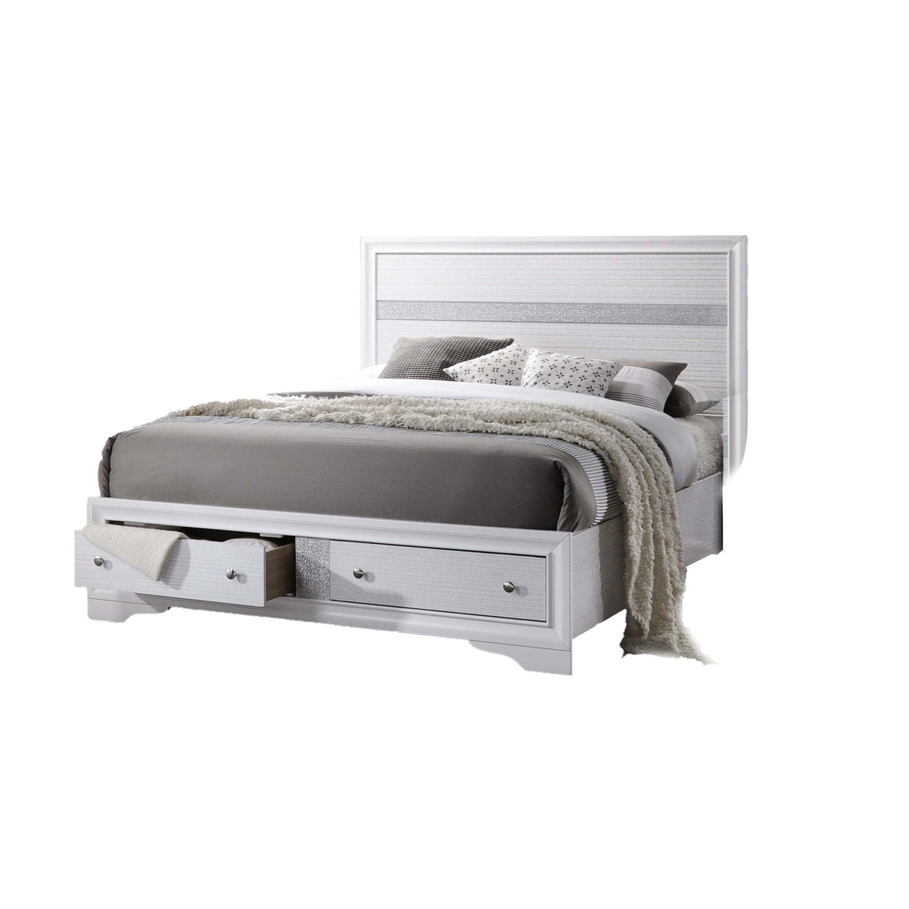 White Queen Storage Bed, Build - Made Of Engineered Wood With A ...