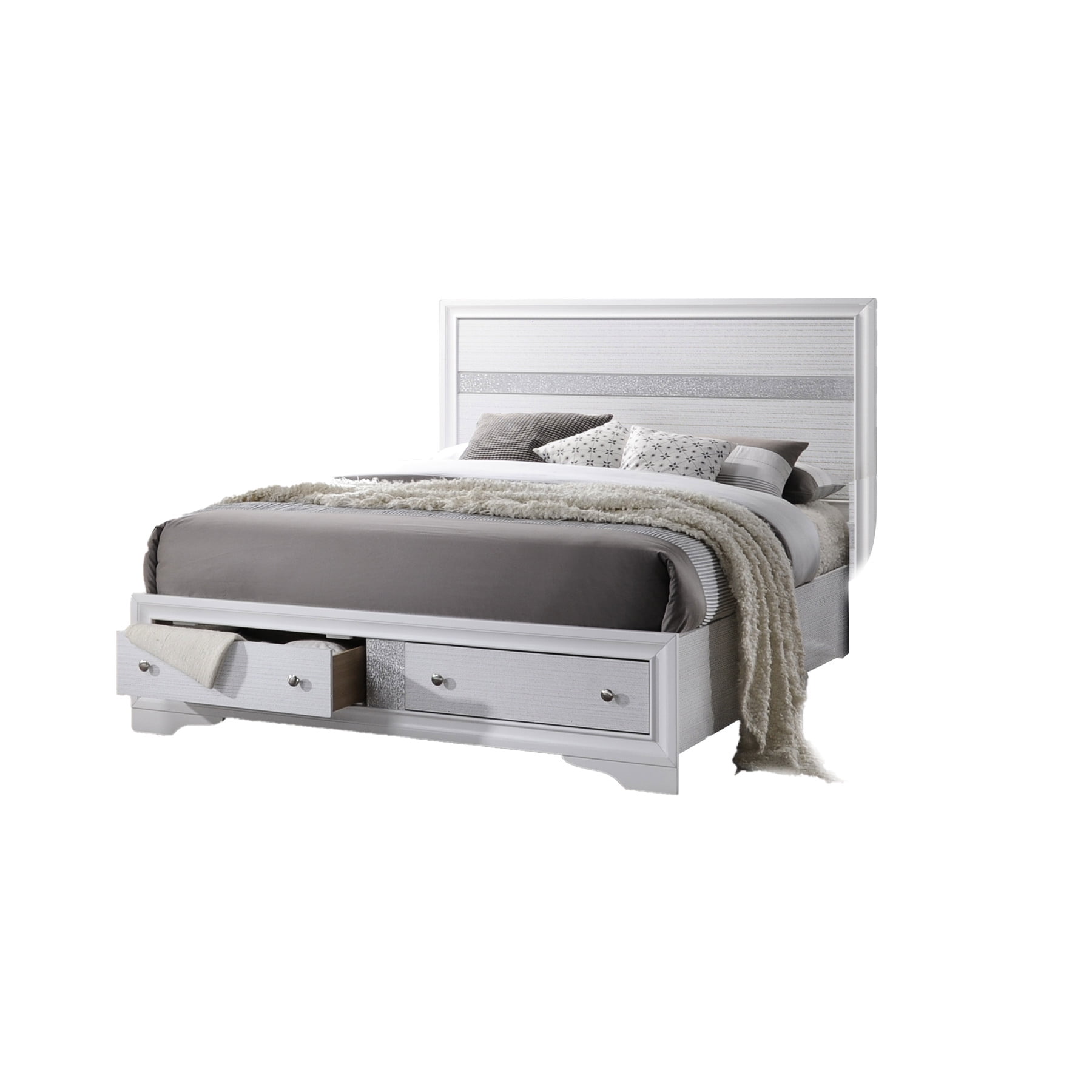 White Queen Storage Bed, Engineering Wood Construction - With An ...