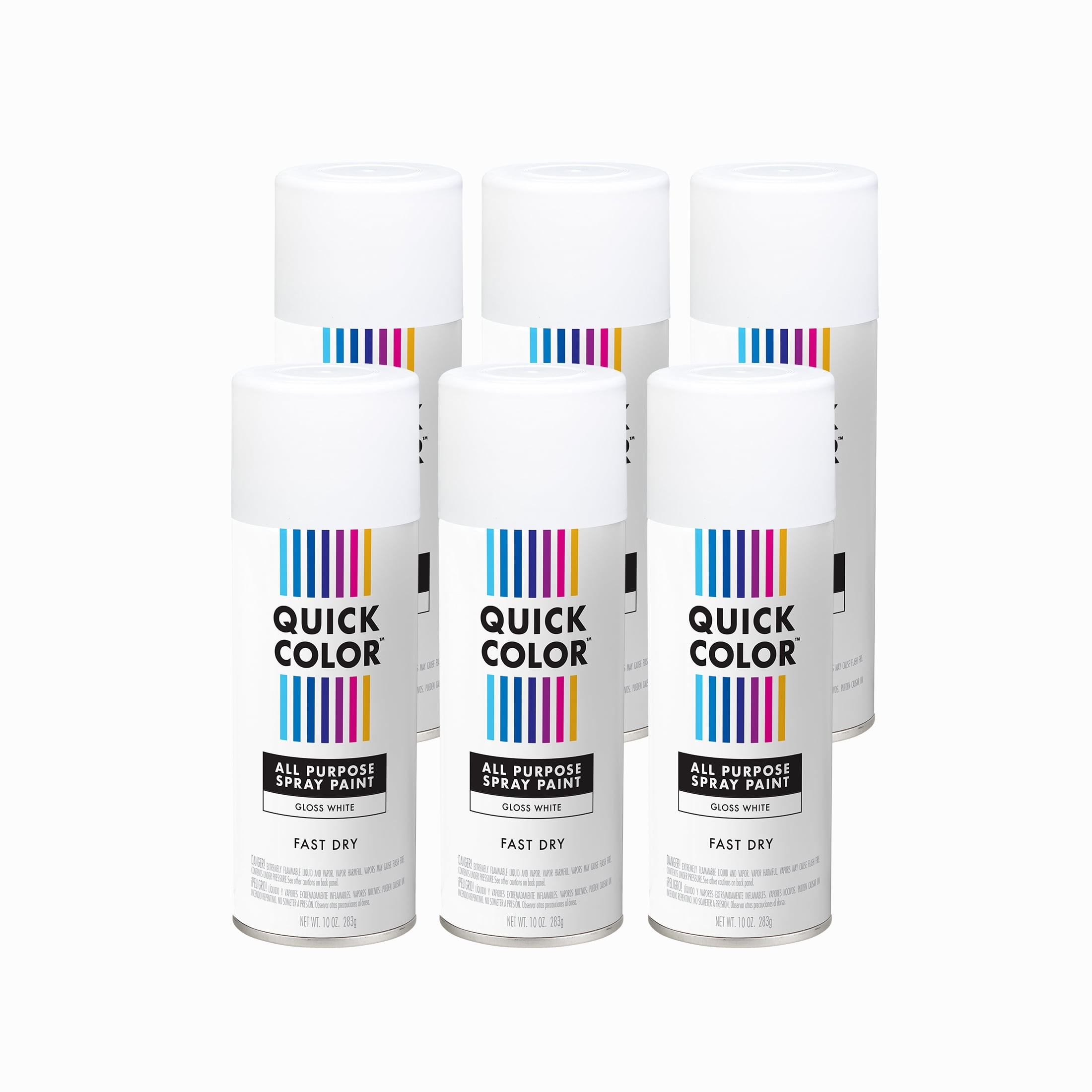 6 Pack, White, Quick Color Gloss All Purpose Enamel Spray Paint-391191 ...