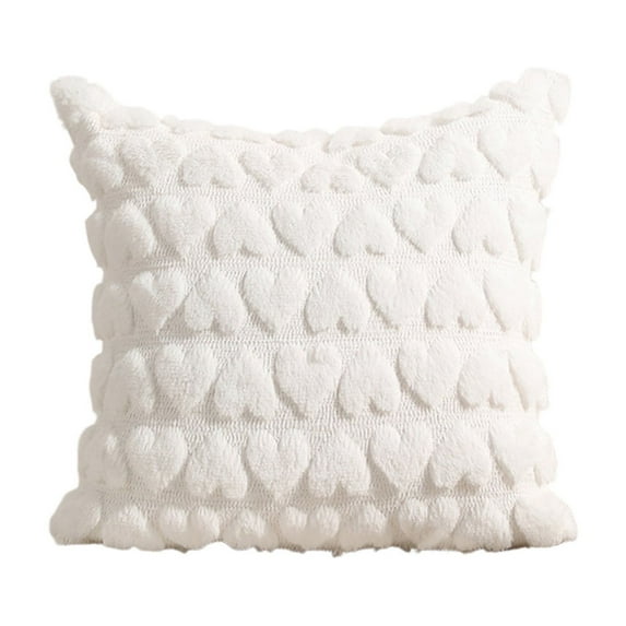 White Quilted Heart Design Pillow Cover For Living Room Sofa Or Bedroom ...