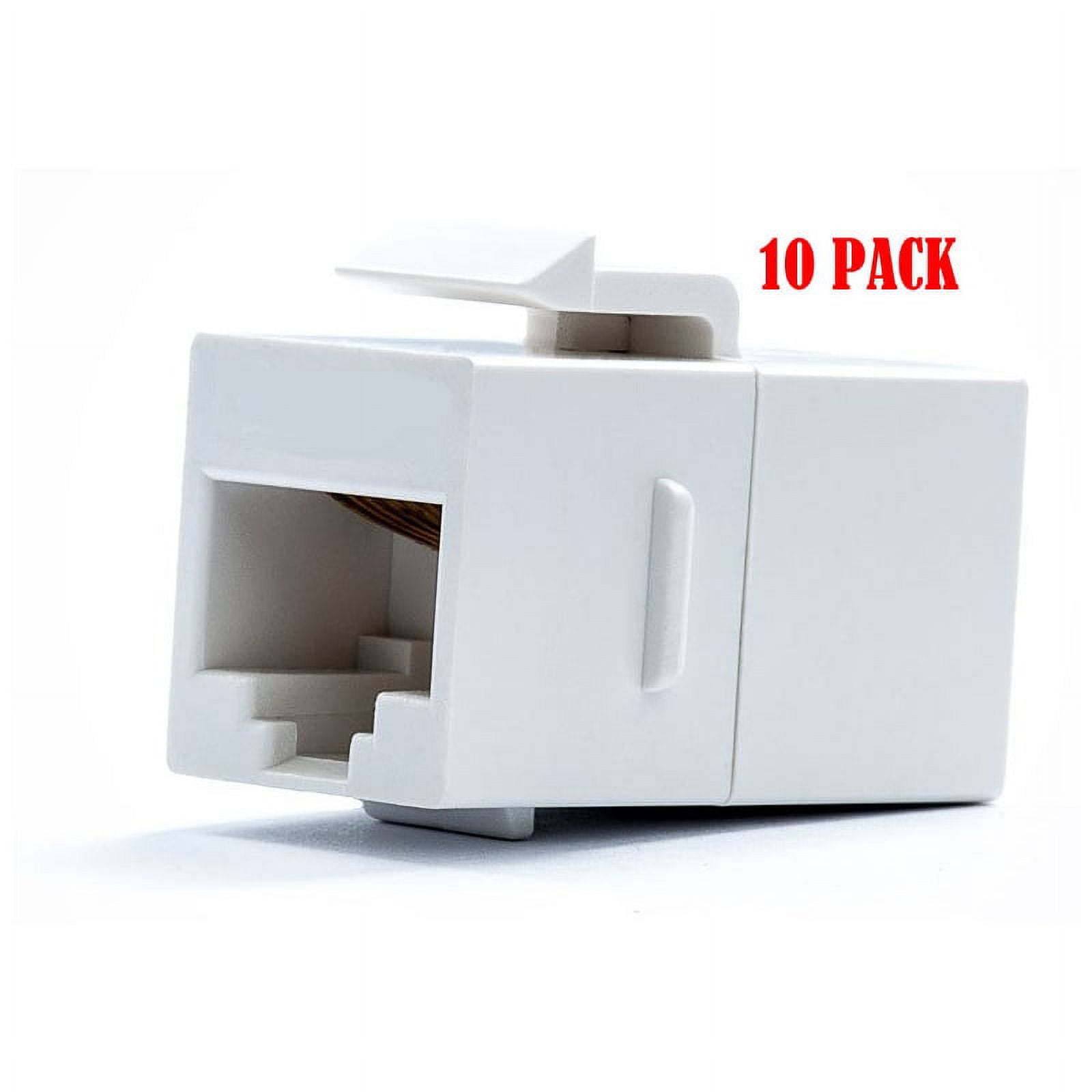 White RJ45 Female to Female UTP CAT5e CAT6 Keystone Jack Inline Coupler ...